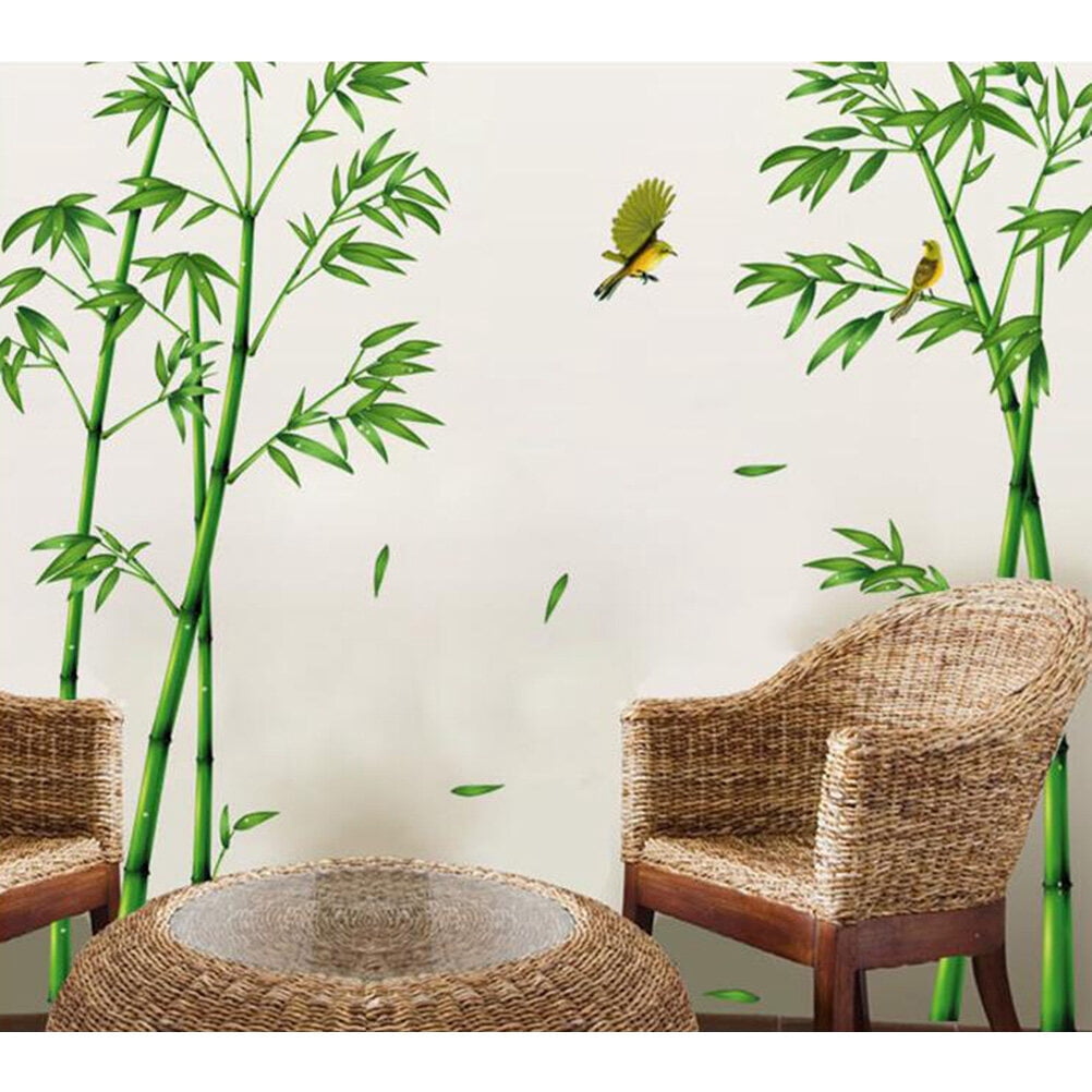 KALLORY Bamboo Birds Stickers for Wall Decoration Made of PVC Green ...