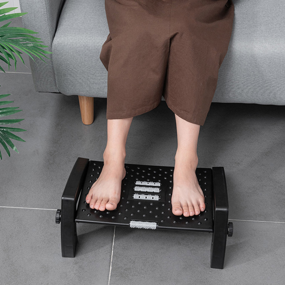 KALLORY Black Square Foot Rest Stool 1Pack for Comfort Enhancement Home ...