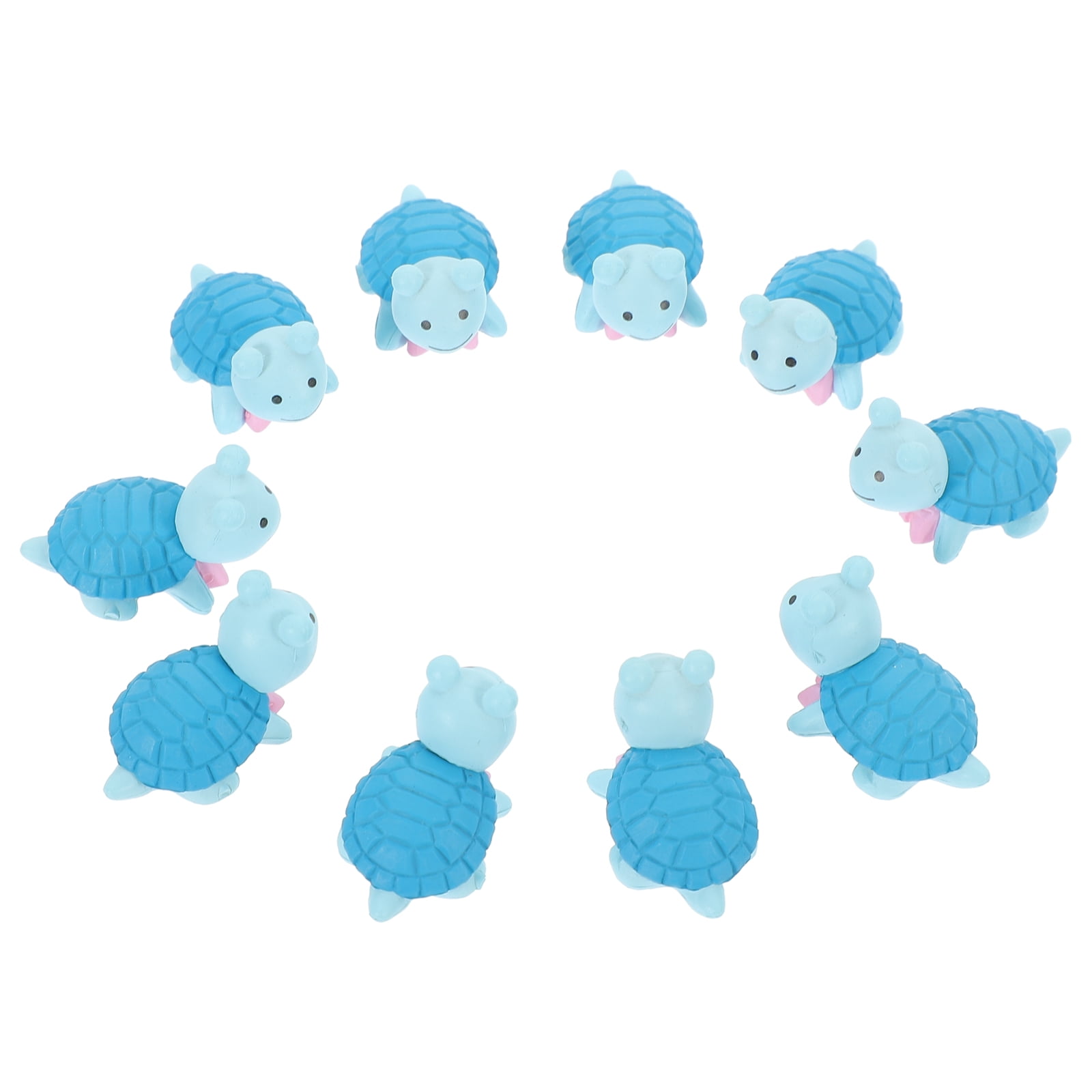 KALLORY Blue Plastic Small Turtle Figurine Set of 10Pcs for Bonsai and ...