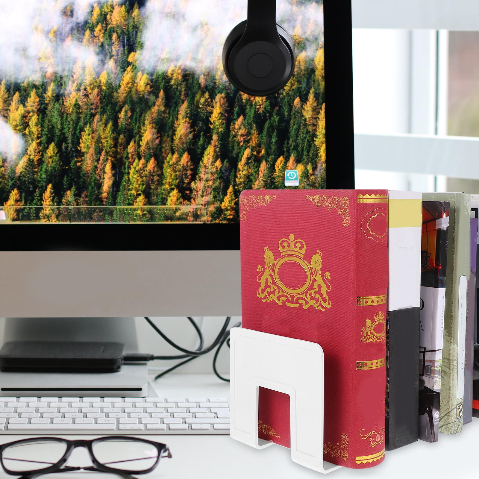 KALLORY Book Shelf Organizer for Desk File Storage Rack Office Student ...