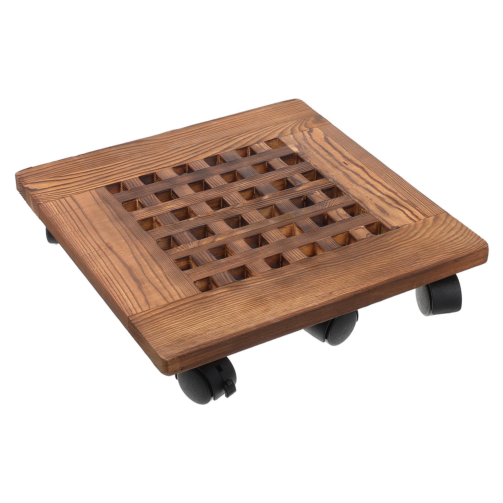 KALLORY Brown 35x35In Movable Flower Pots Base Plate for Indoor Plants ...