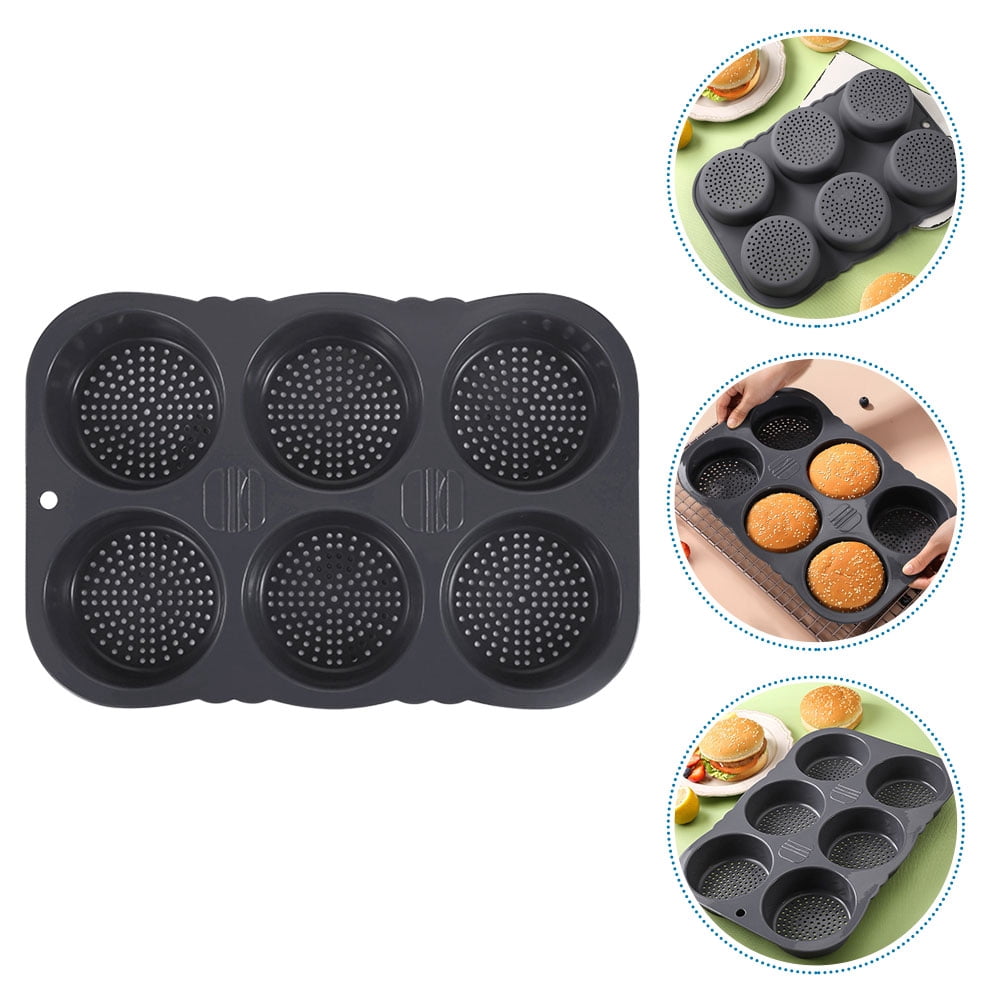 KALLORY Hamburger Bun Pans for Baking Silicone Non-Stick Kitchen Tool ...
