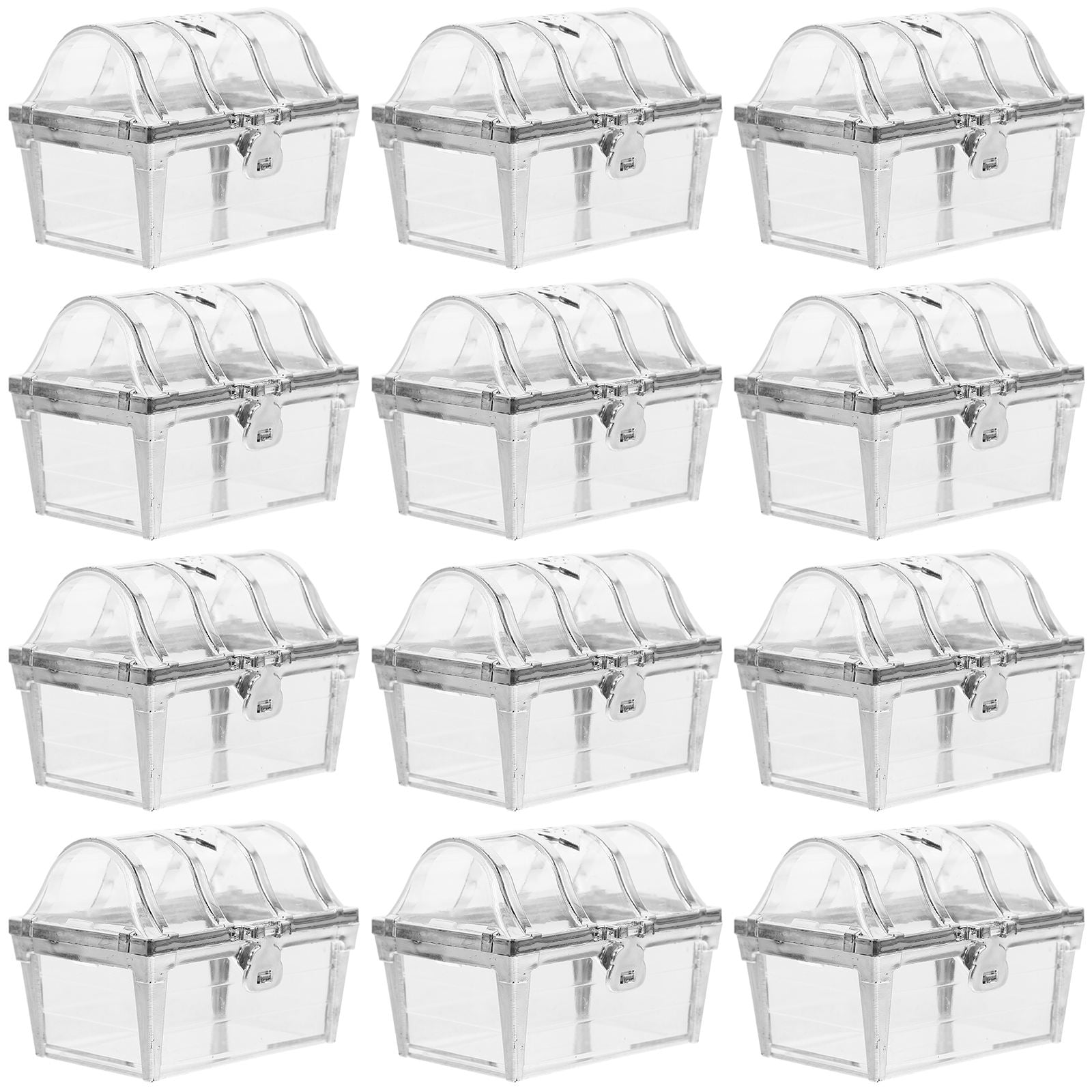 KALLORY Candy Box 12Pcs Silver Treasure Chest Shape for Wedding and ...