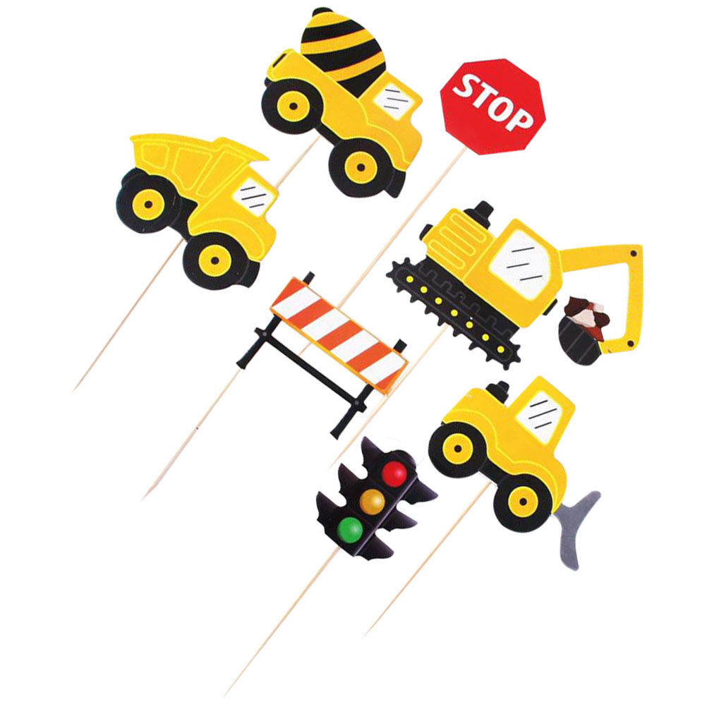 KALLORY Car Cake Toppers with Excavator Model for Birthday Party ...