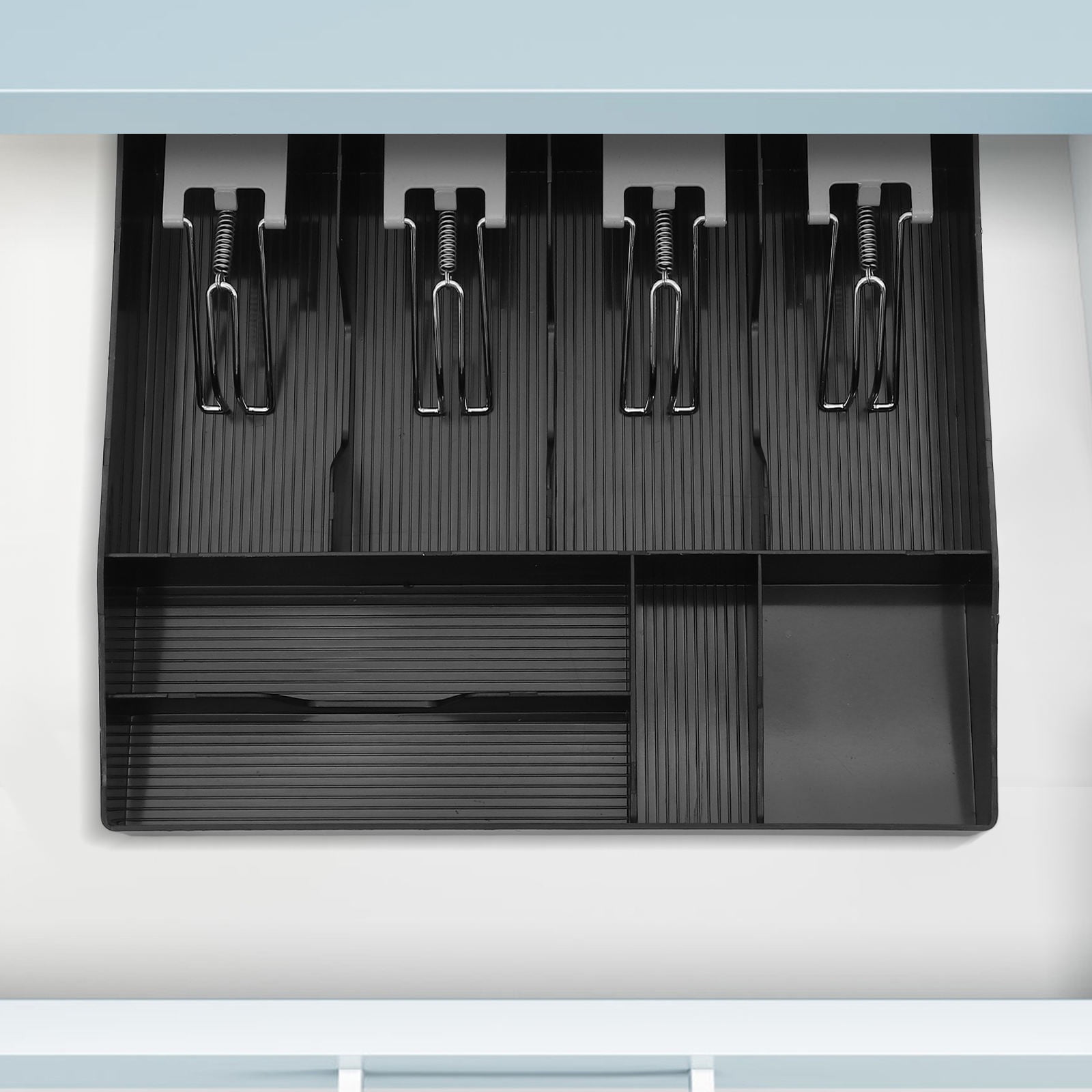 KALLORY Cash Drawer Tray 1Pcs Multi-Compartment Rectangular Abs Metal ...