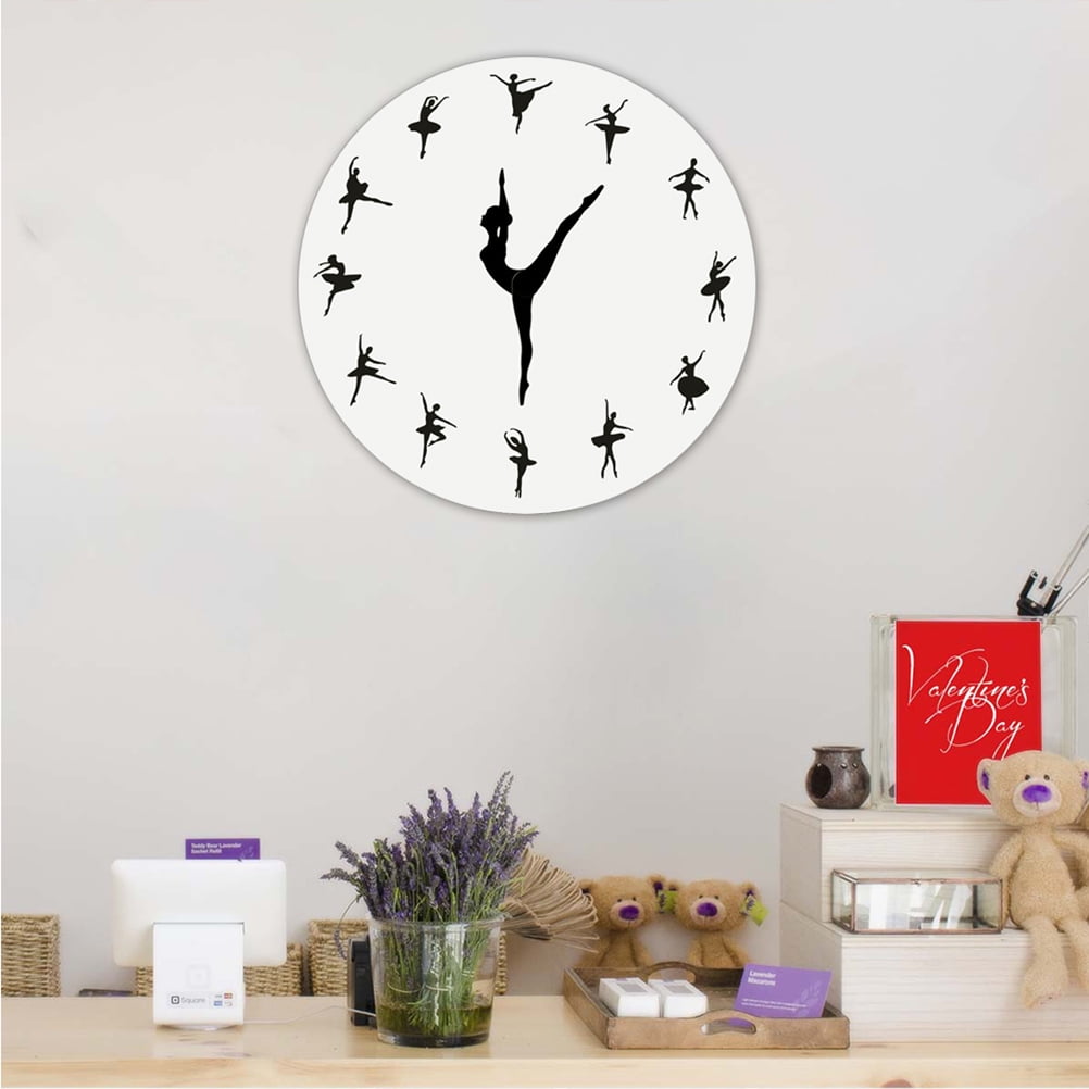 KALLORY Charming Ballerina Wall Clock with Acrylic Material and White ...