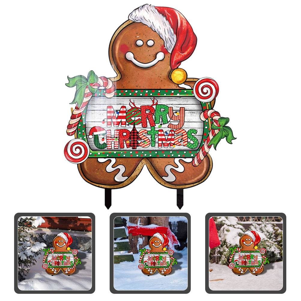 KALLORY Gingerbread Man Yard Sign Acrylic Outdoor Christmas Decoration ...
