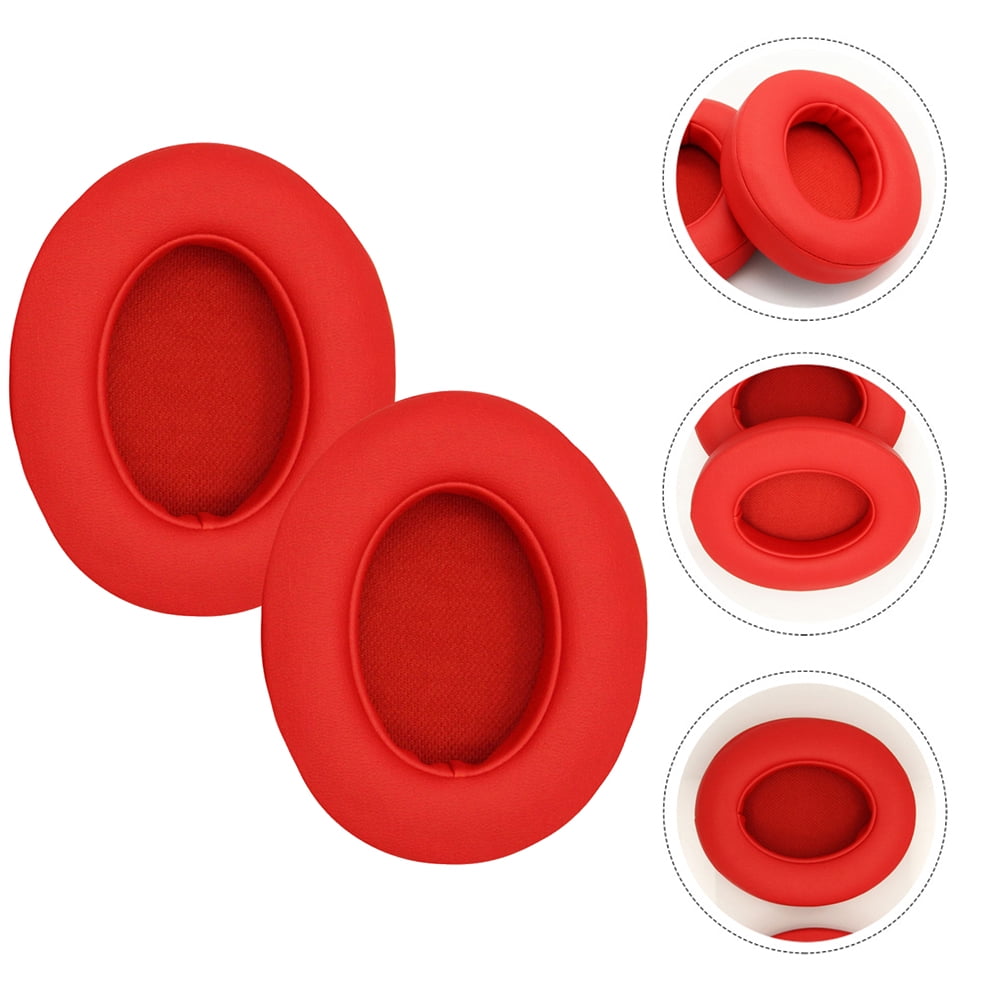 KALLORY Circular Red Pu Leather Headphone Ear Pads 1 Pair for ...