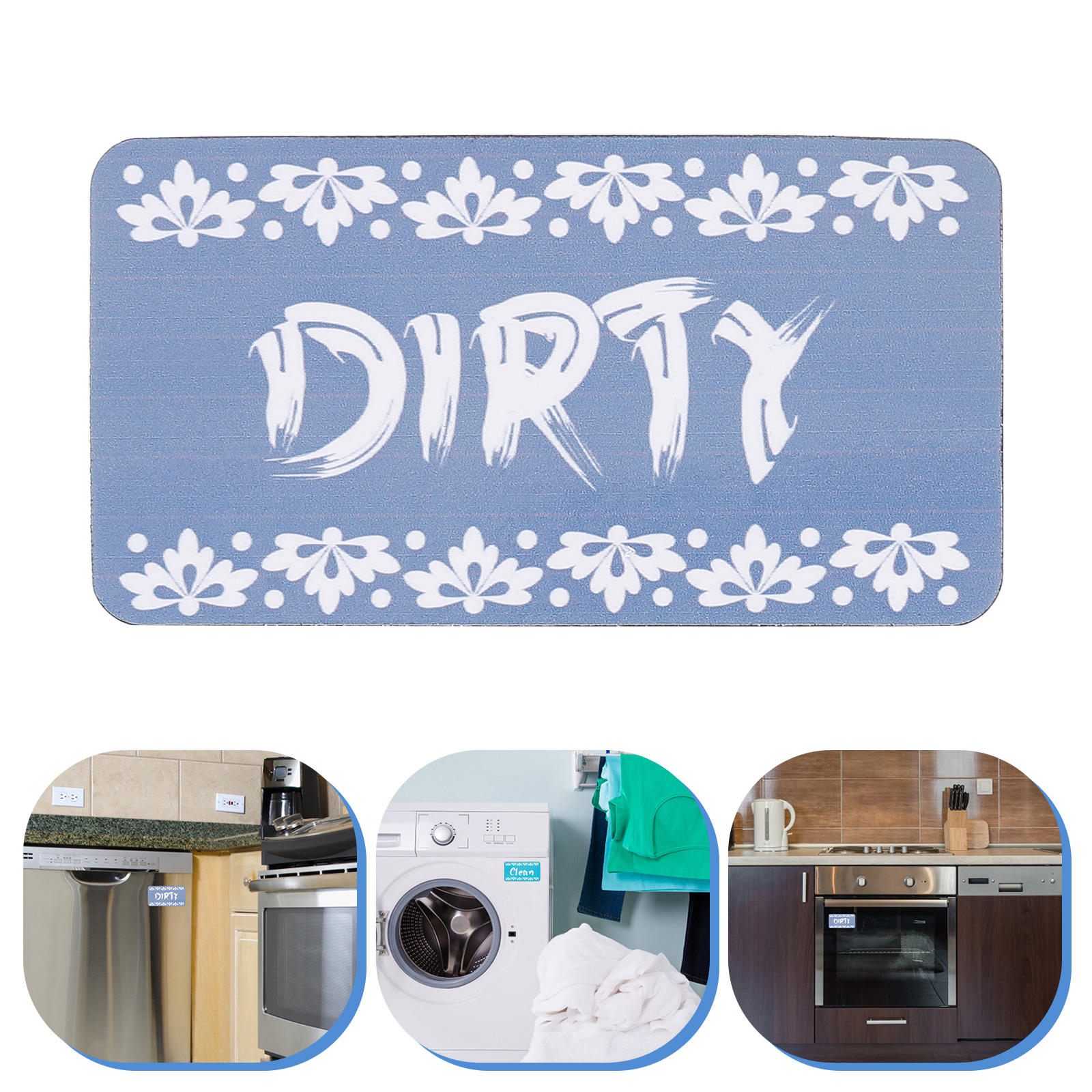 KALLORY Clean Dirty Dishwasher Indicator Sky-Blue PVC 1Pack 3.4x1.9in ...