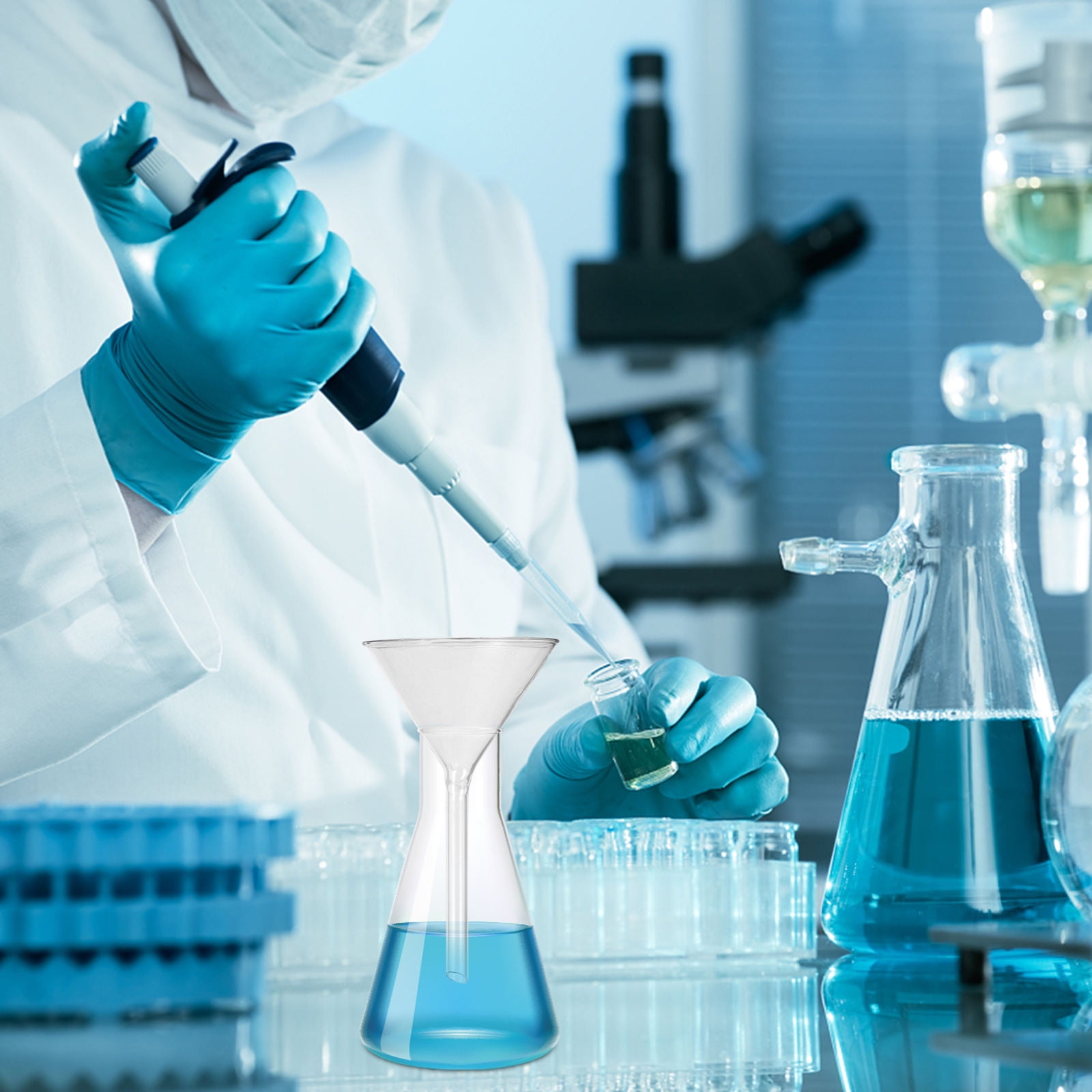 KALLORY Clear Glass Funnel Set Chemistry Funnels for Lab Equipment ...