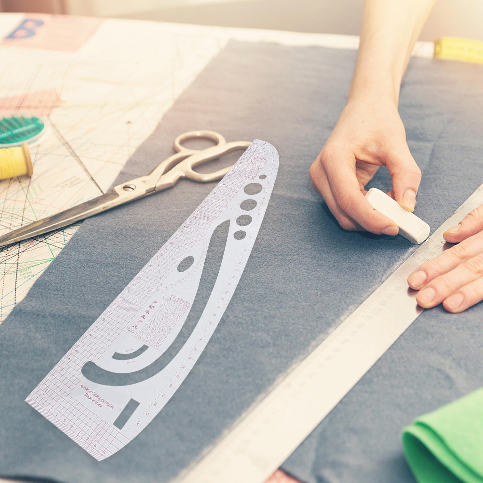 KALLORY Clothes Tape Measure Clothing Ruler Combination Cutting Ruler 0 ...