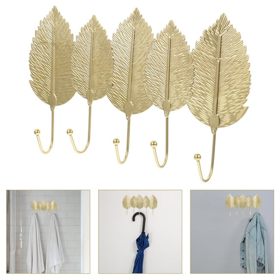 KALLORY Coat Hooks Heavy Duty Gold Iron Wall Mounted Hanger for Bedroom ...