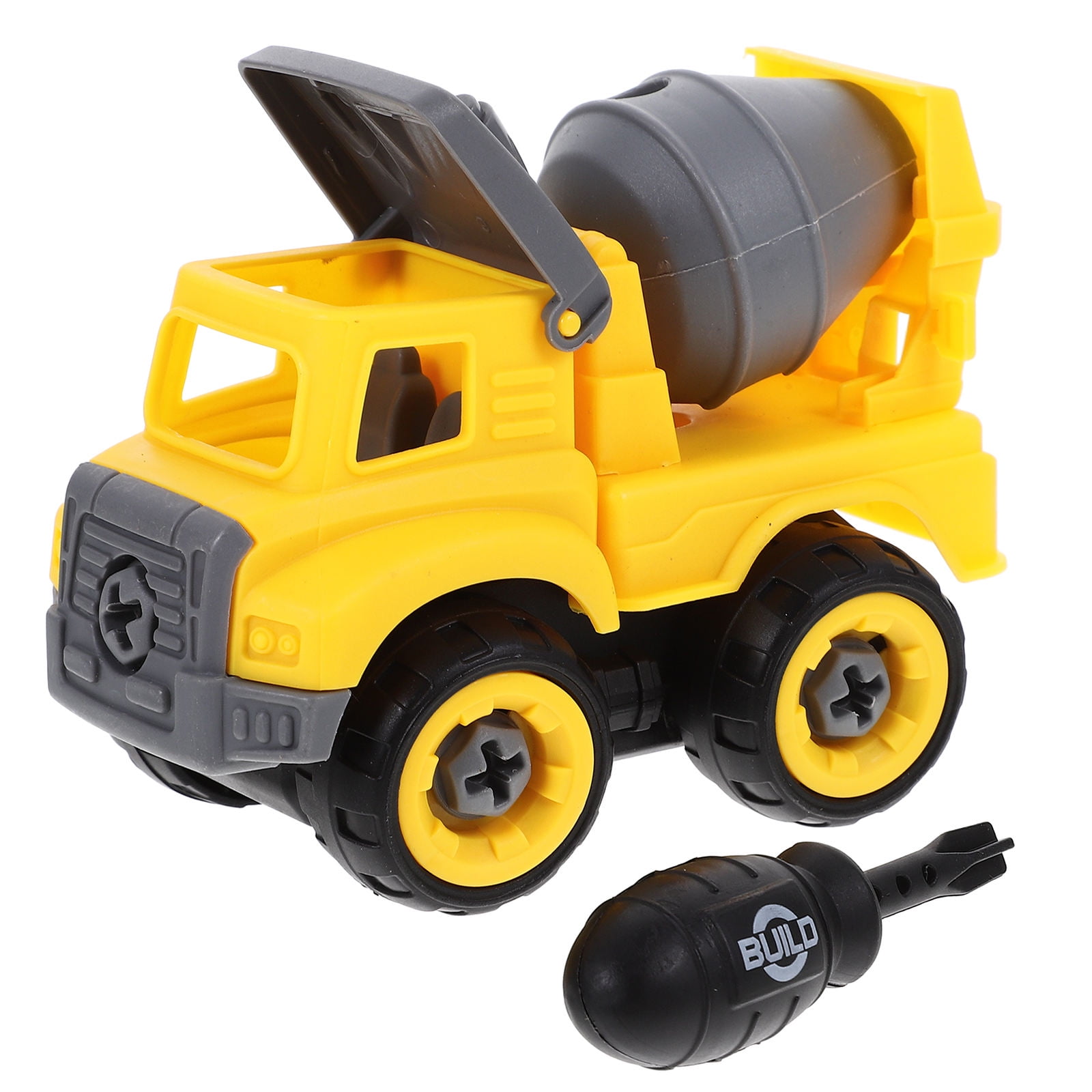 KALLORY Construction Vehicles Toy Set 1Set Yellow Cement Mixer Toy ...
