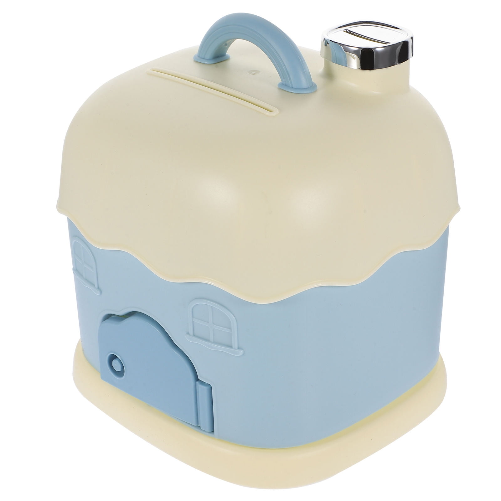 KALLORY Cute Coin Bank Blue House Shaped Piggy Bank For Children With ...