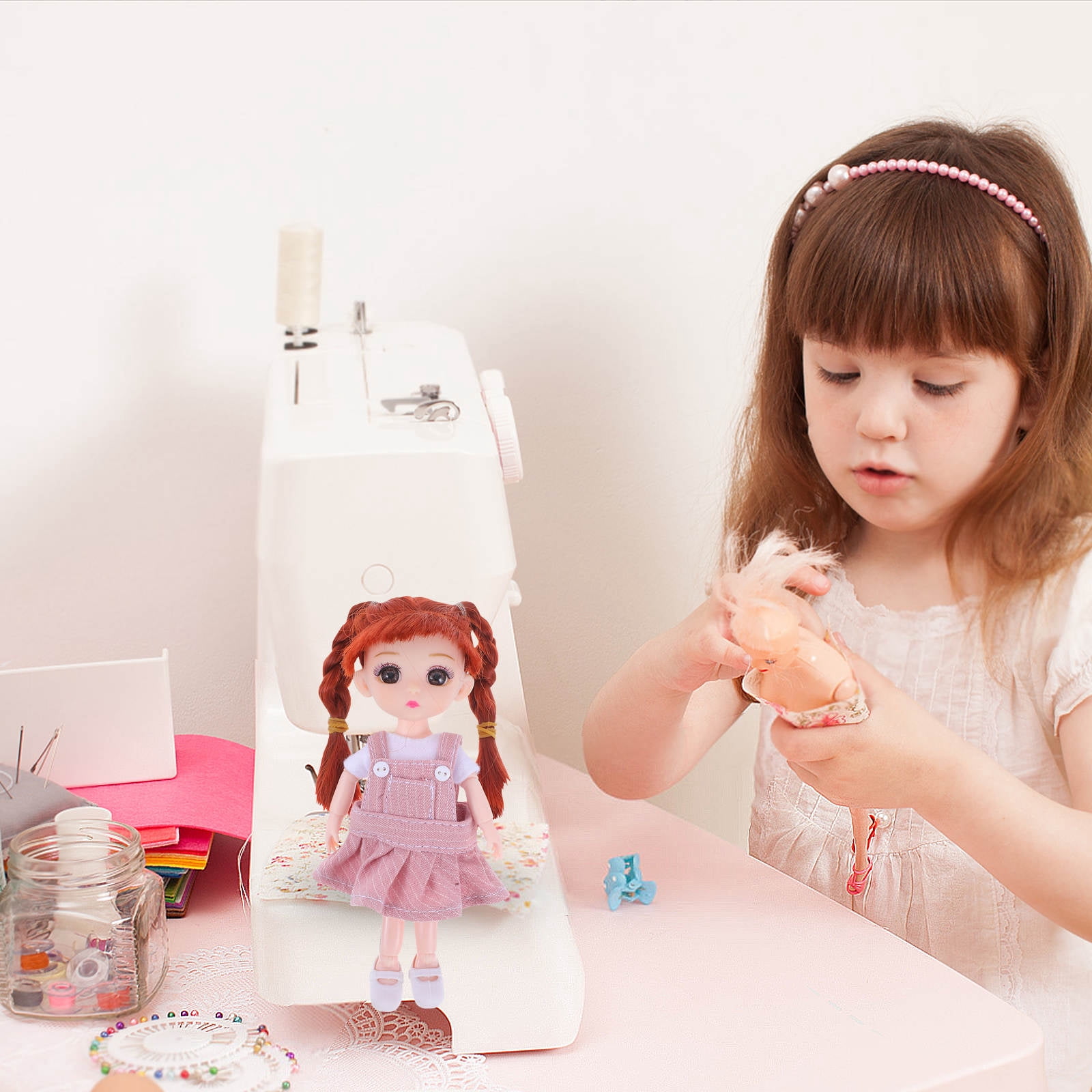 KALLORY Doll Clothes Pink Overall Style Skirt for Stuffed Animals ...