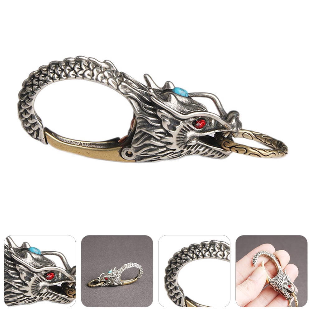 KALLORY Dragon Key Rings for Car Keys in White Copper Material for Men ...