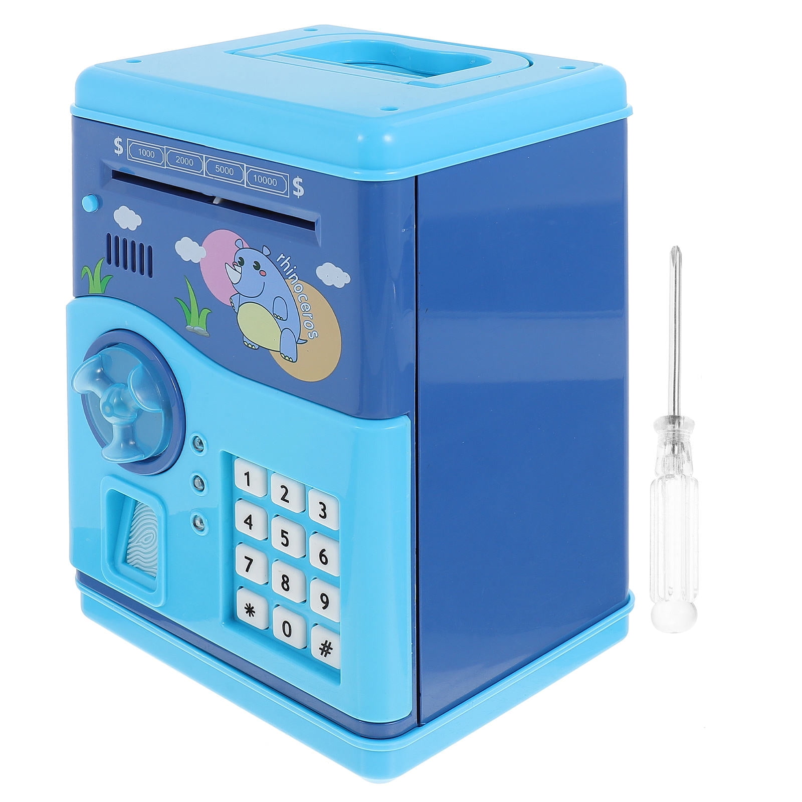 KALLORY Safe Money Box Blue Plastic Electronic Bank Toy For Kids ...