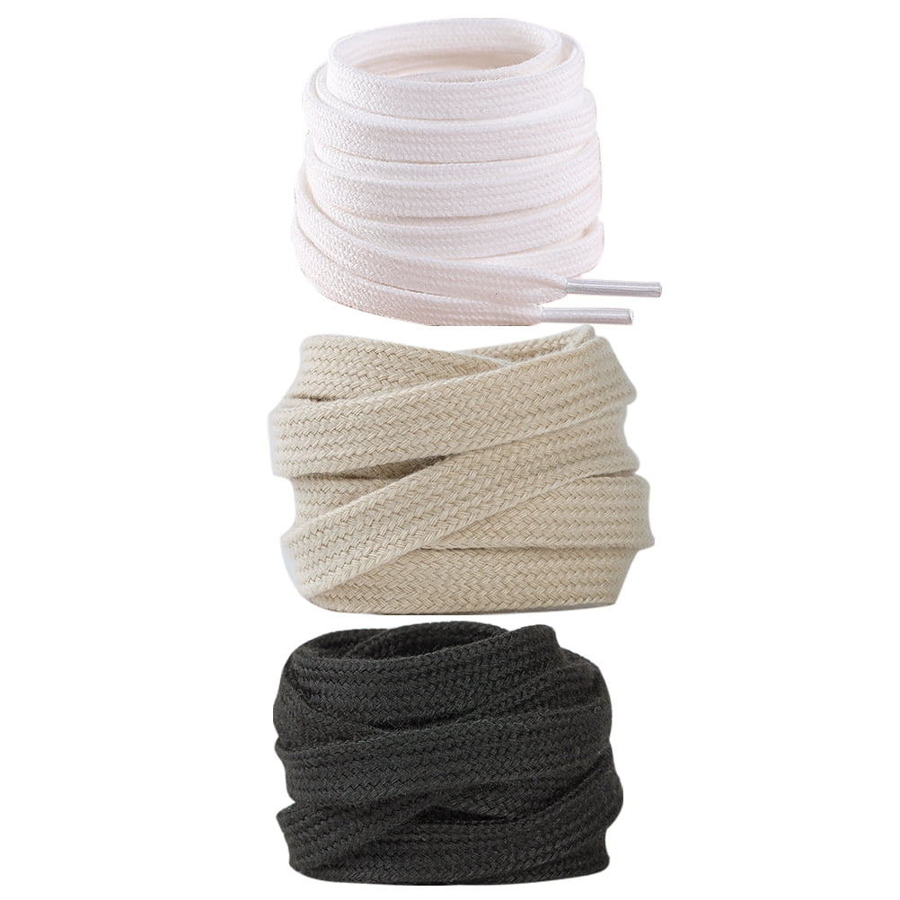 KALLORY 3 Pairs Simple Flat Cotton Shoelaces Prevent Skidding for ...