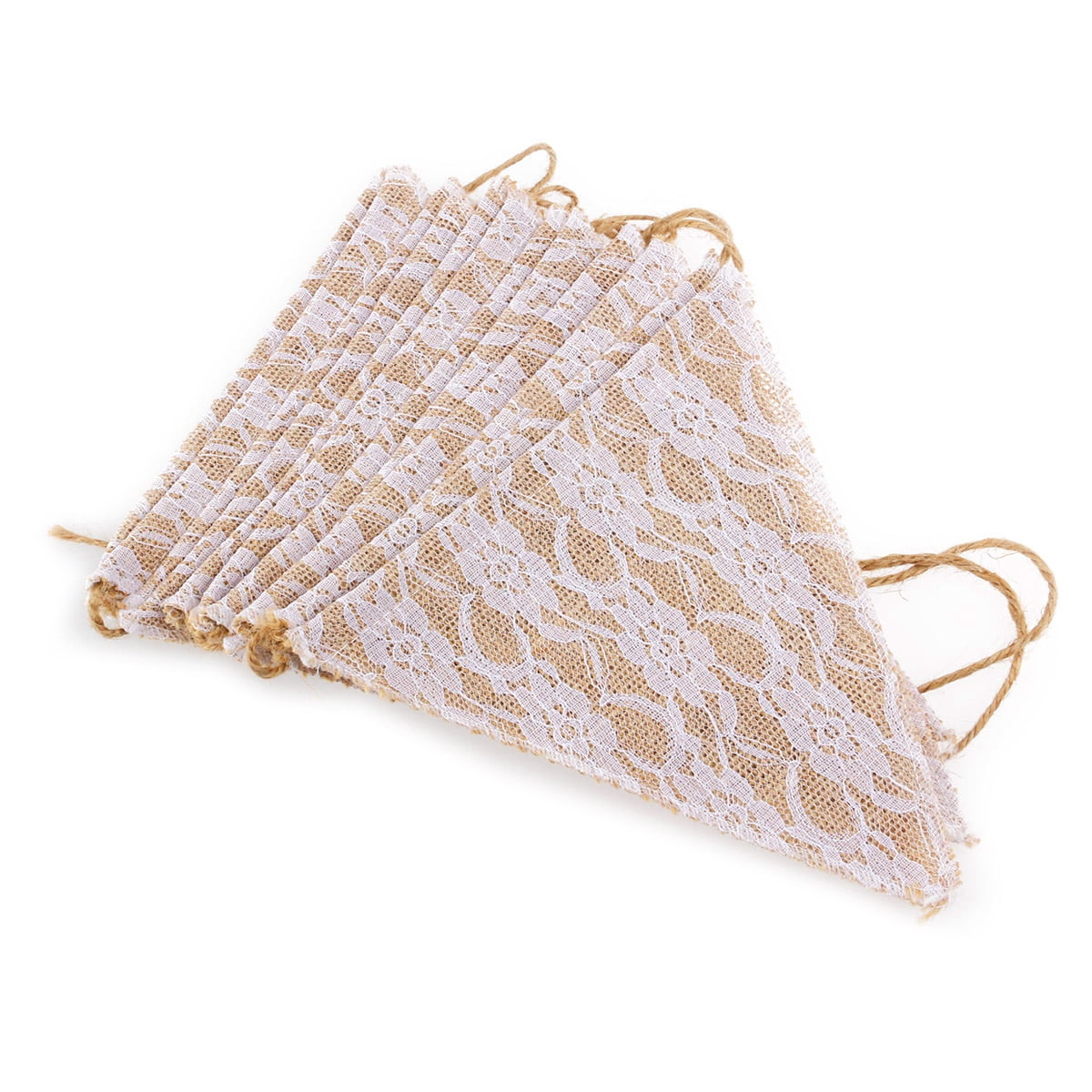 KALLORY Floral Lace And Burlap Triangle Pennant Banner 12 Pack For ...