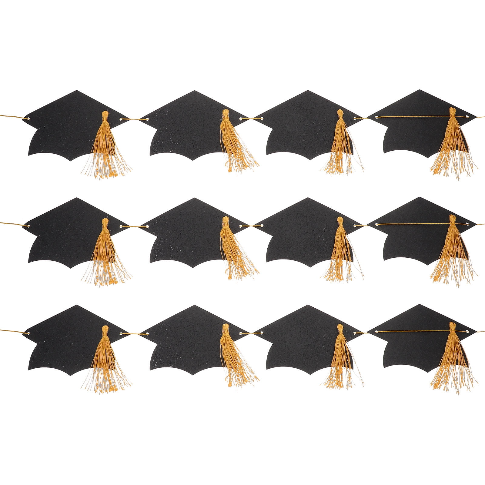 KALLORY Graduation Cap Garland Banner 1Pack 2M Length Black Gold ...