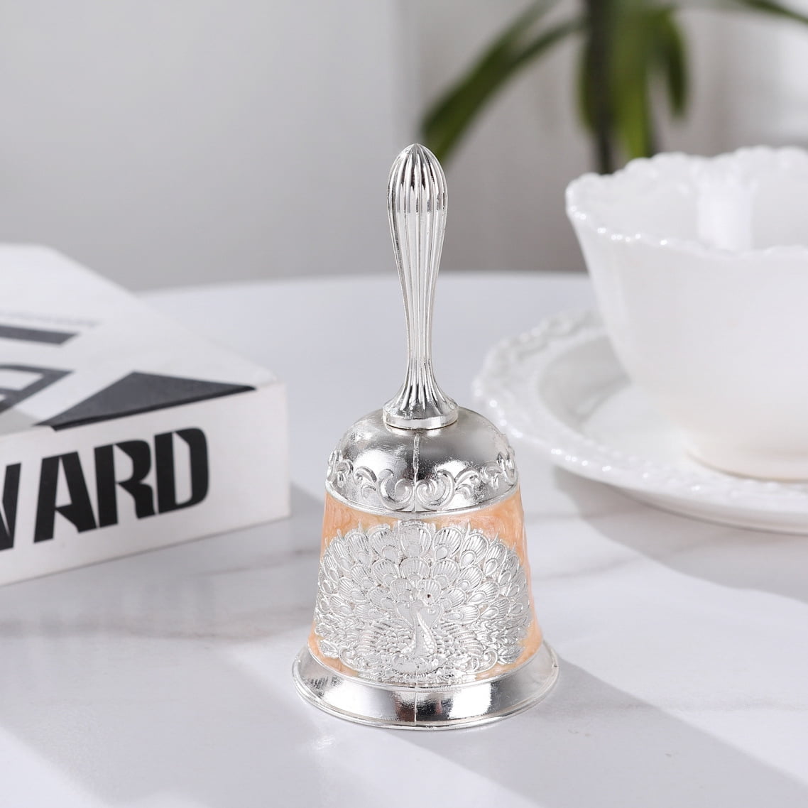 KALLORY Hand Bell: Loud Hand Bell with Handle Peacock Relief - Ringing ...