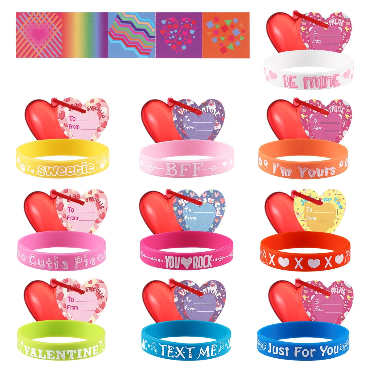 KALLORY Heart Shape Kids Bracelets 30 Sets Plastic And Paper For School ...