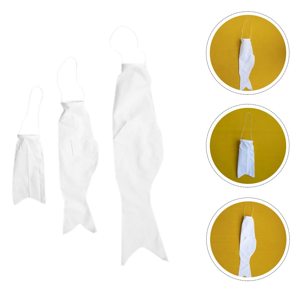 KALLORY Japanese Carp Fish Flag Blank White Cloth for Decorative Effect ...