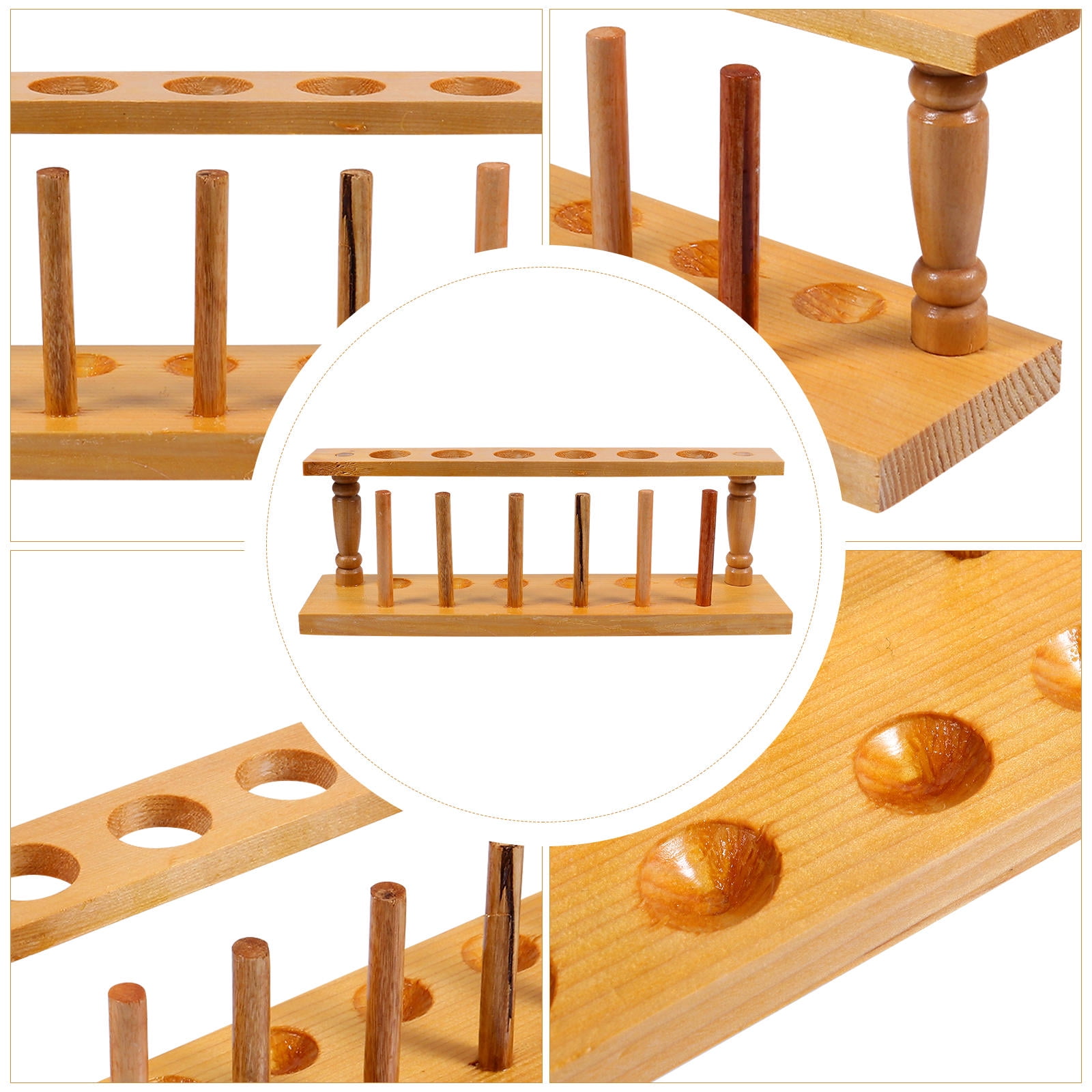 KALLORY Test Tube Holder Rack Laboratory Tube Rack Light Brown Wood ...