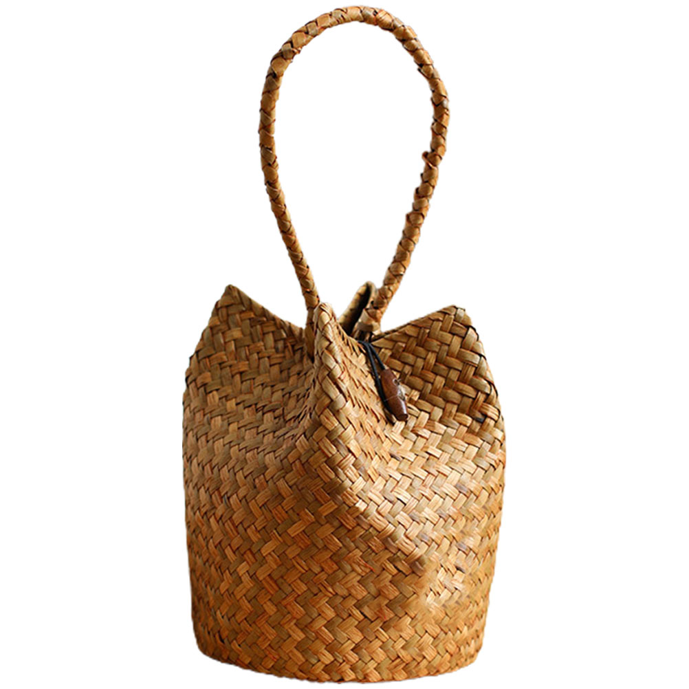 KALLORY Light Brown Seaweed Woven Straw Shoulder Handbag 1Pack Ideal ...