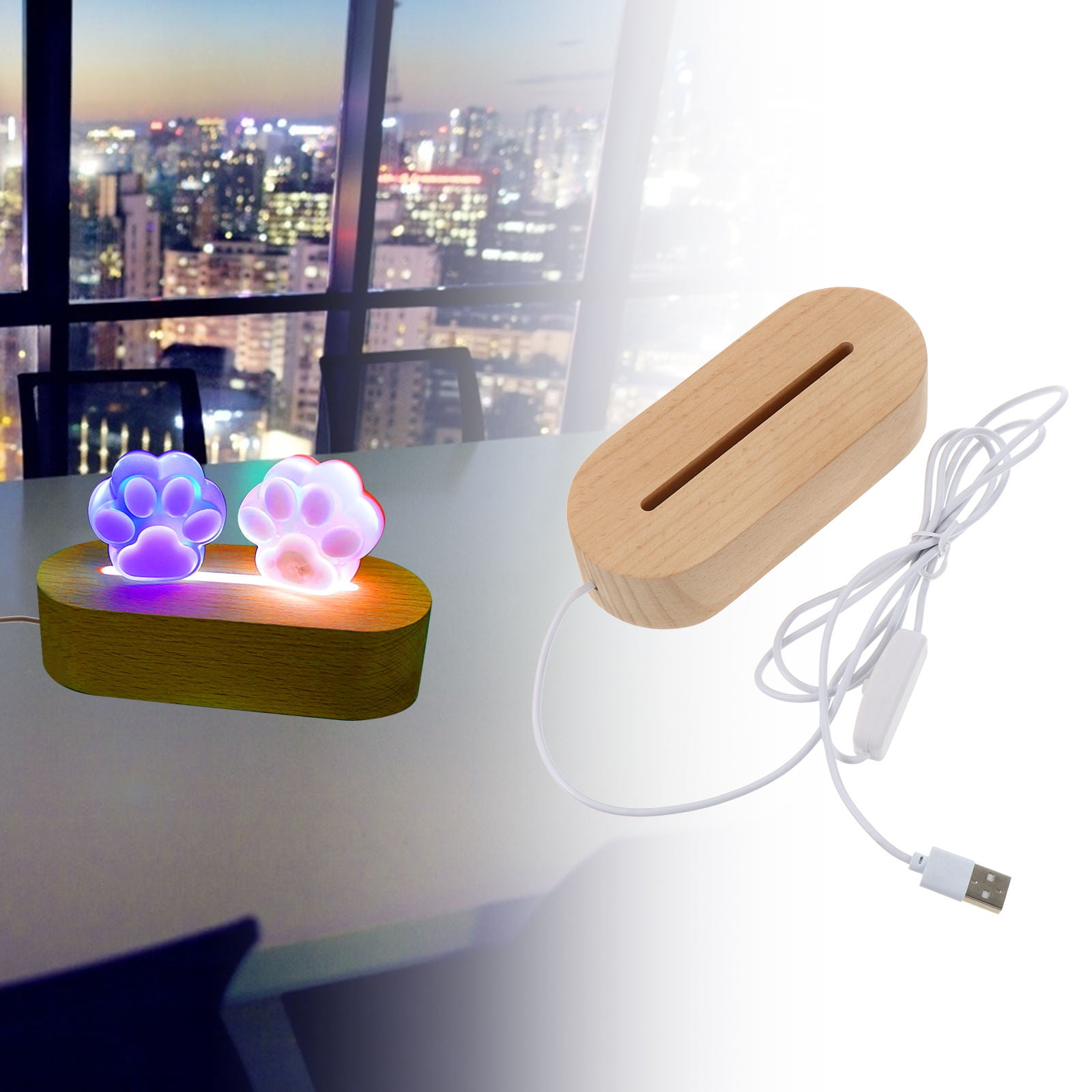 KALLORY Light Display Base Night Light Stand Wood Material for Office ...