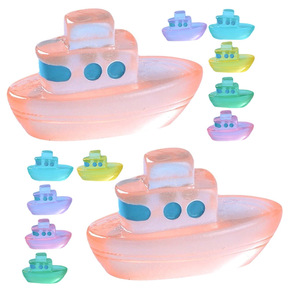 KALLORY Mini Boat Toys 12Pcs Luminous Resin For Nighttime Lighting And ...
