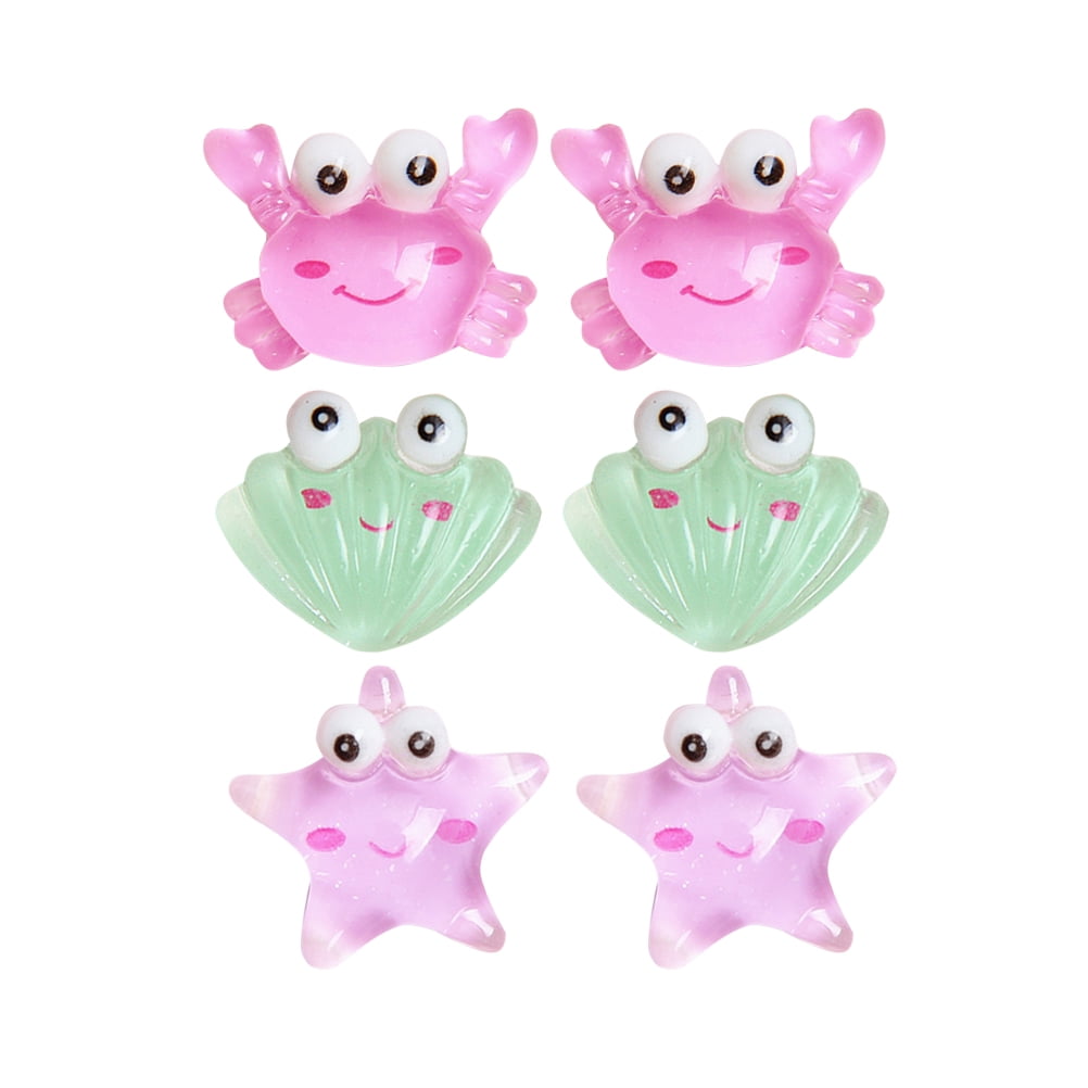 KALLORY Mini Resin Sea Animals Assorted Color 60Pcs 1.6x1.2x0.2In Craft ...