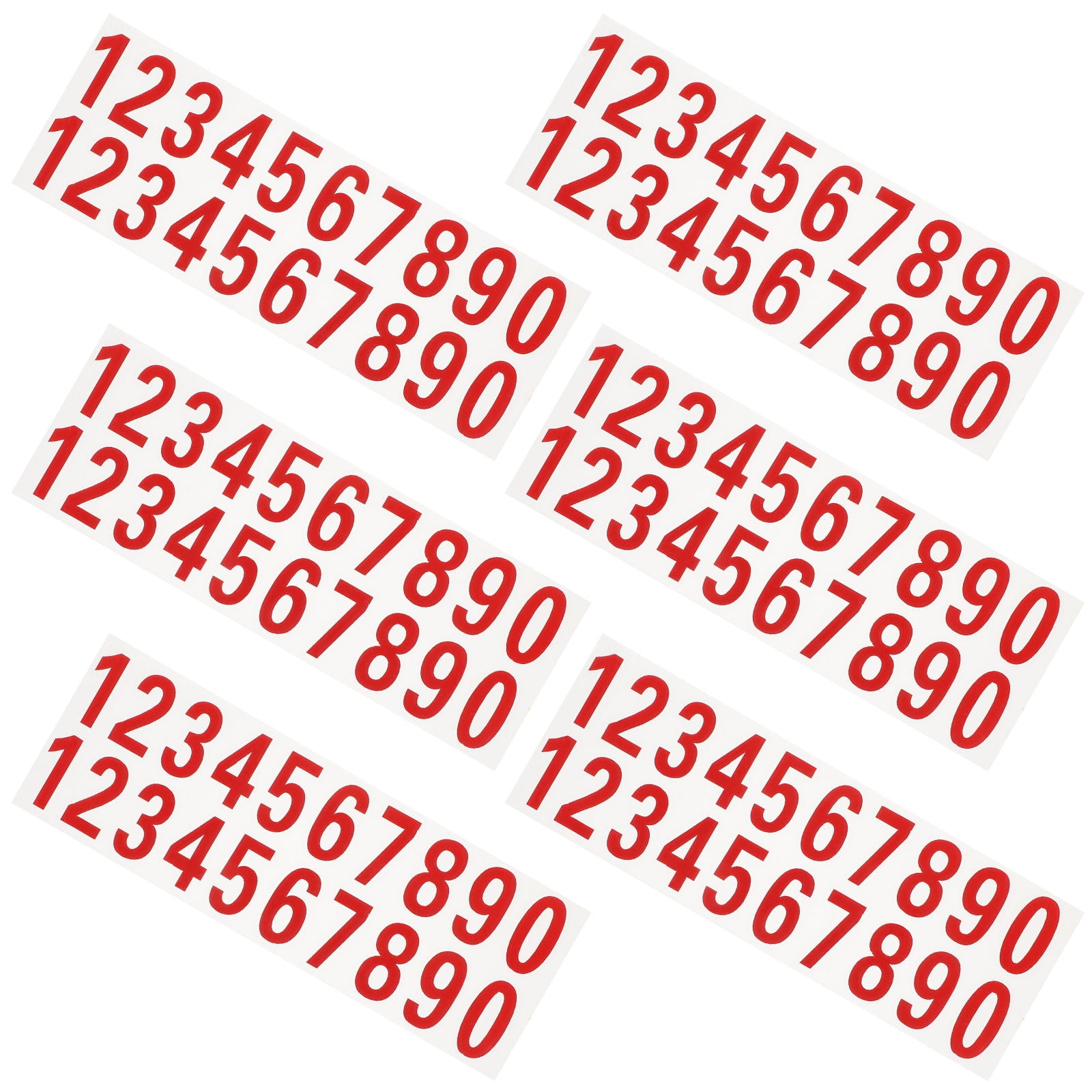 KALLORY Red Reflective Number Stickers Self Adhesive PVC Decals for ...