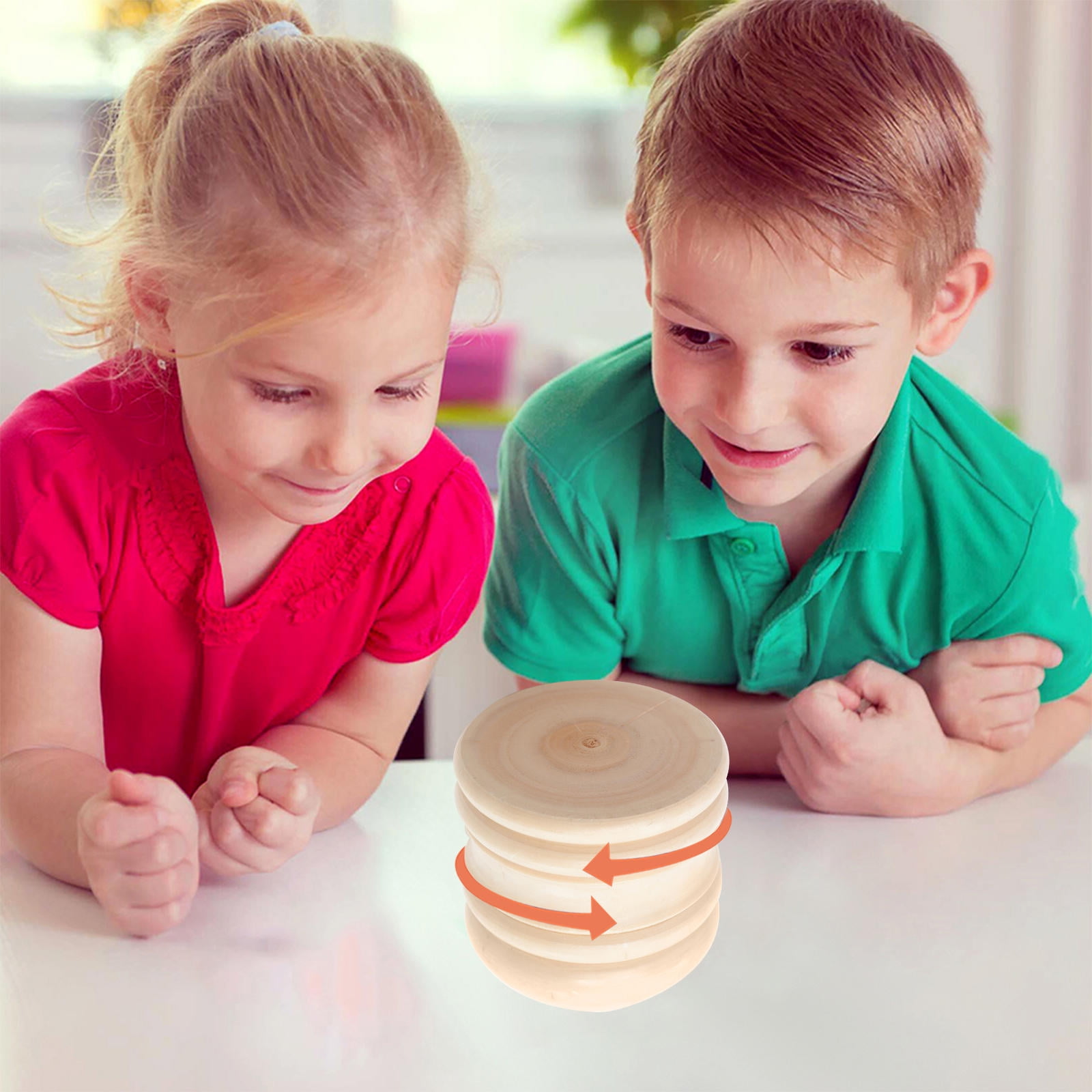 KALLORY Retro Toys 1Set Gyroscope Peg-Top Toy Apricot Wood Vintage Look ...