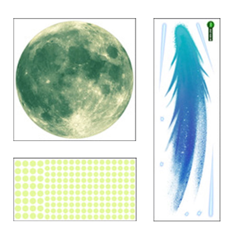 KALLORY Room Decor Glowing Moon Sticker Luminous Stickers PVC - Walmart.com