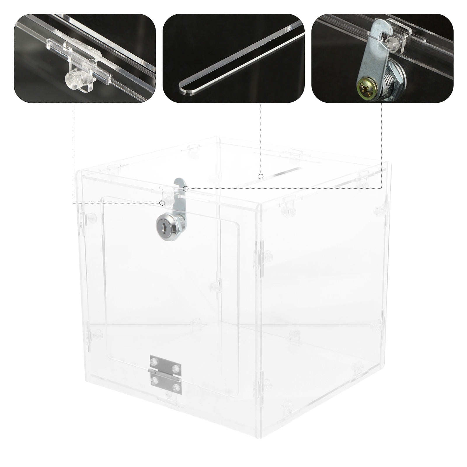 KALLORY Secure Locking Donation Box 1Pack Clear Acrylic Container for ...