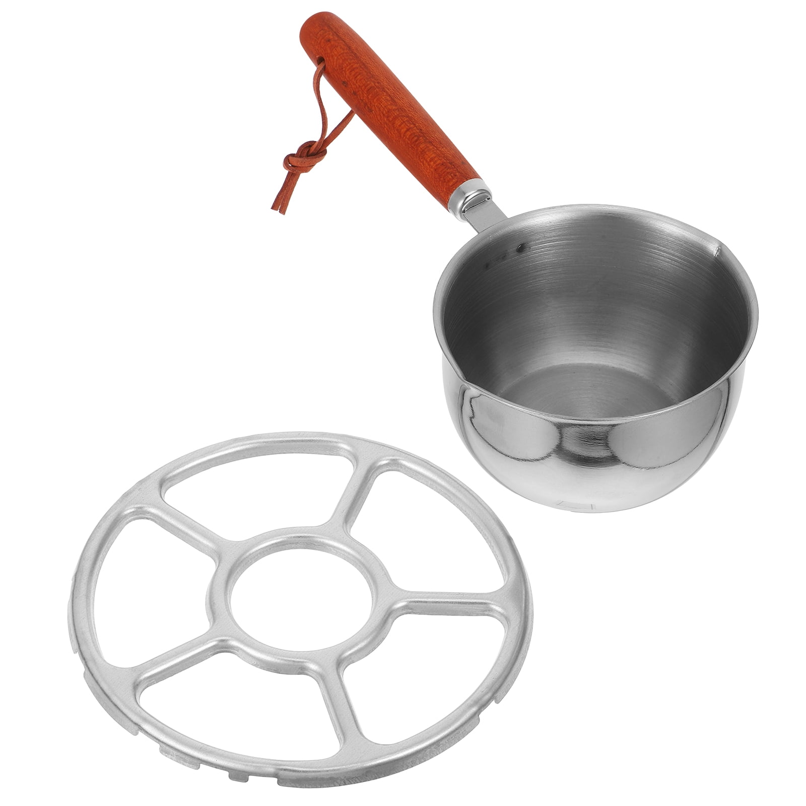 KALLORY Mini Silver Stainless Steel Cooking Pot 300ml with Pour Spout ...