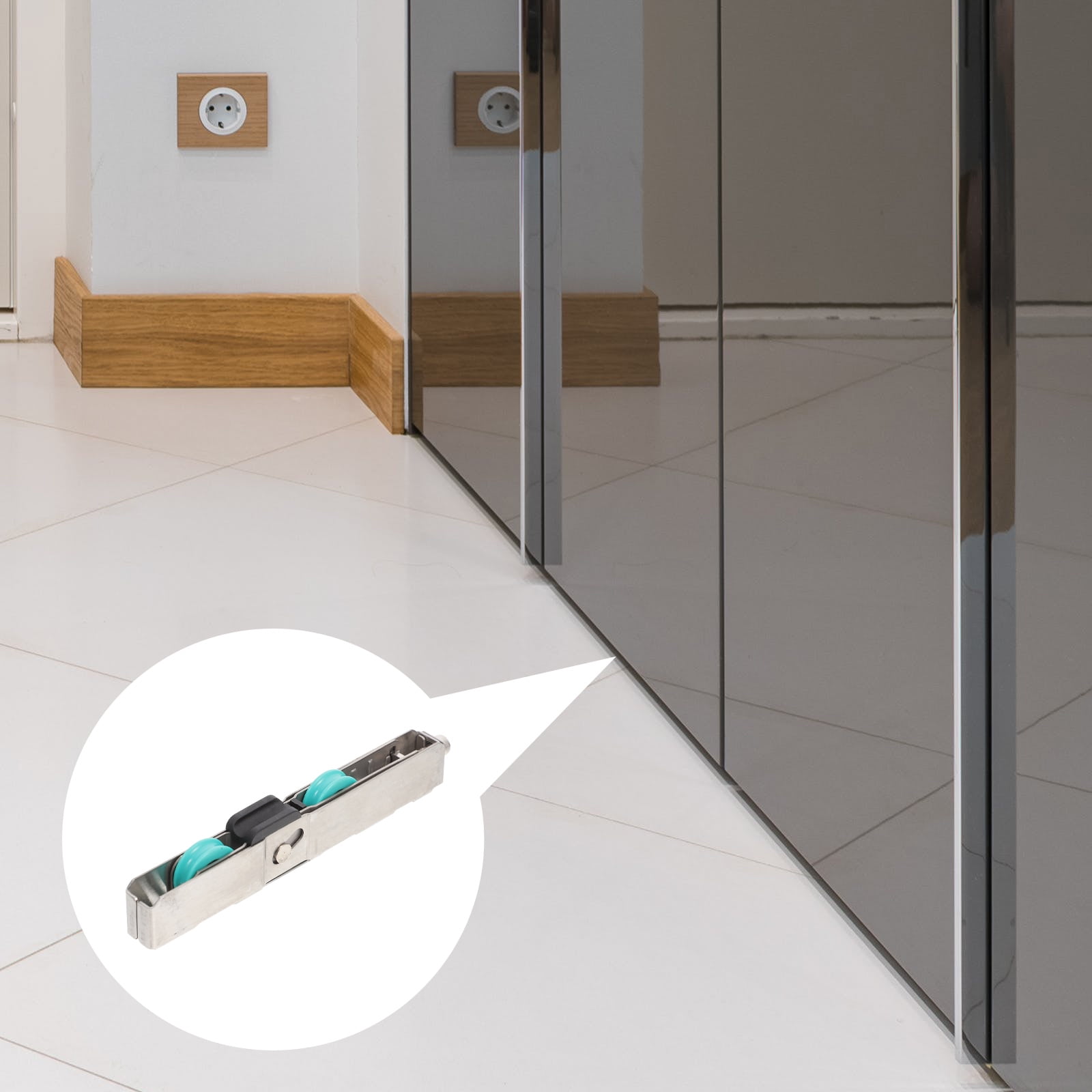KALLORY Stainless Steel Sliding Door Parts for Glass Doors with Easy ...