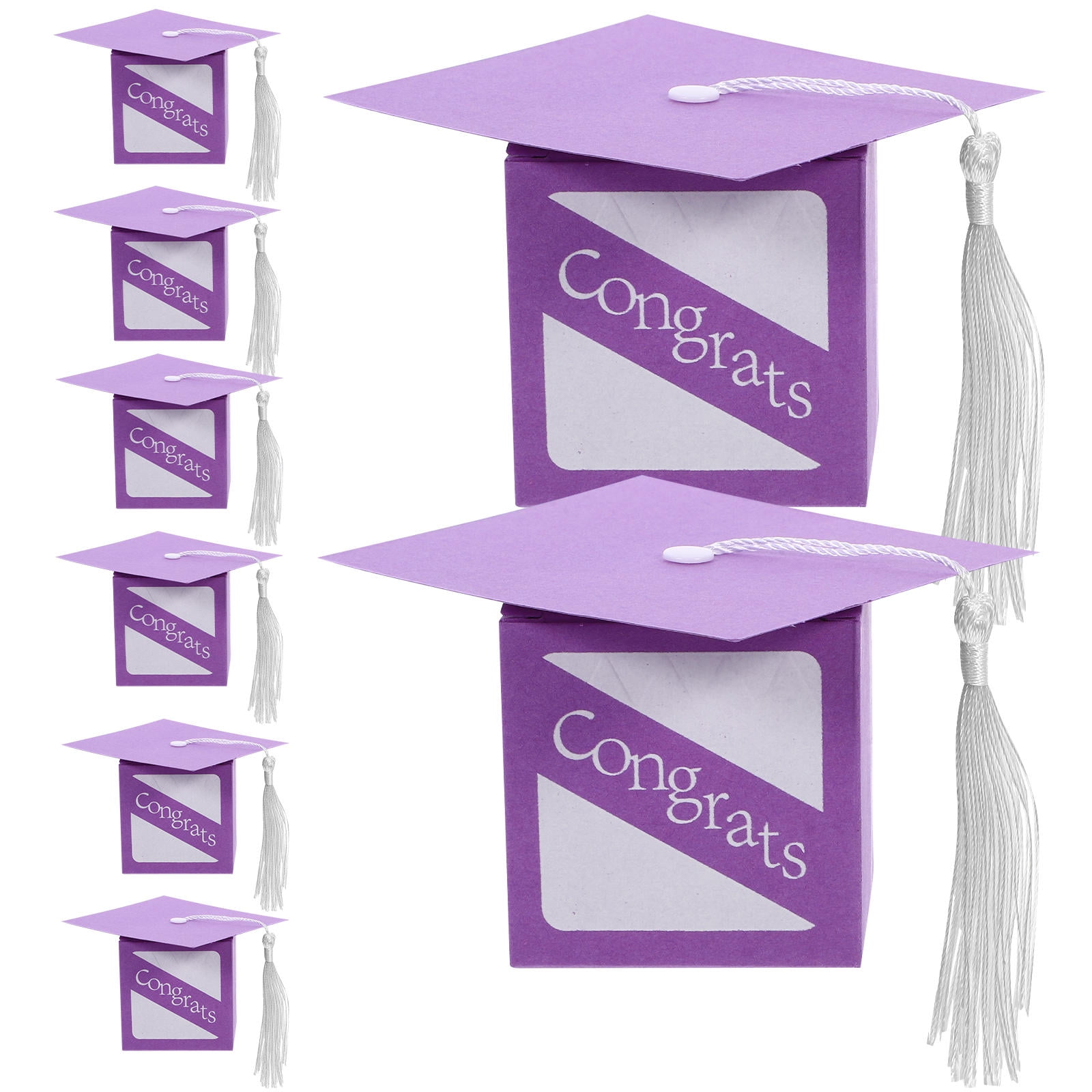 KALLORY Small Graduation Candy Boxes 20Pack Purple Paper Graduation Cap ...