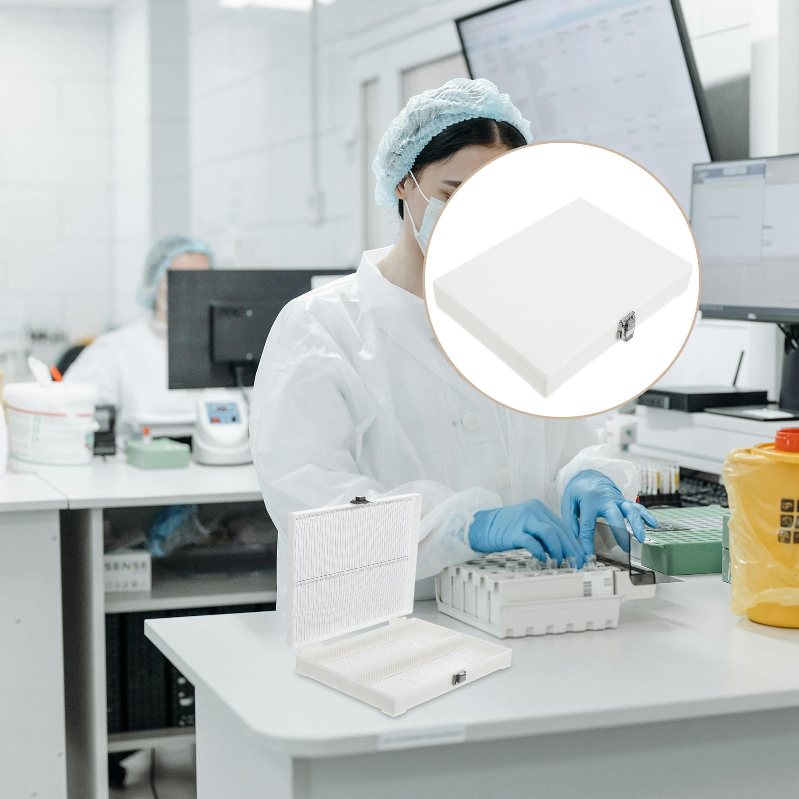 KALLORY Specimen Box 100-slot Microscope Slide Storage Organizer ...