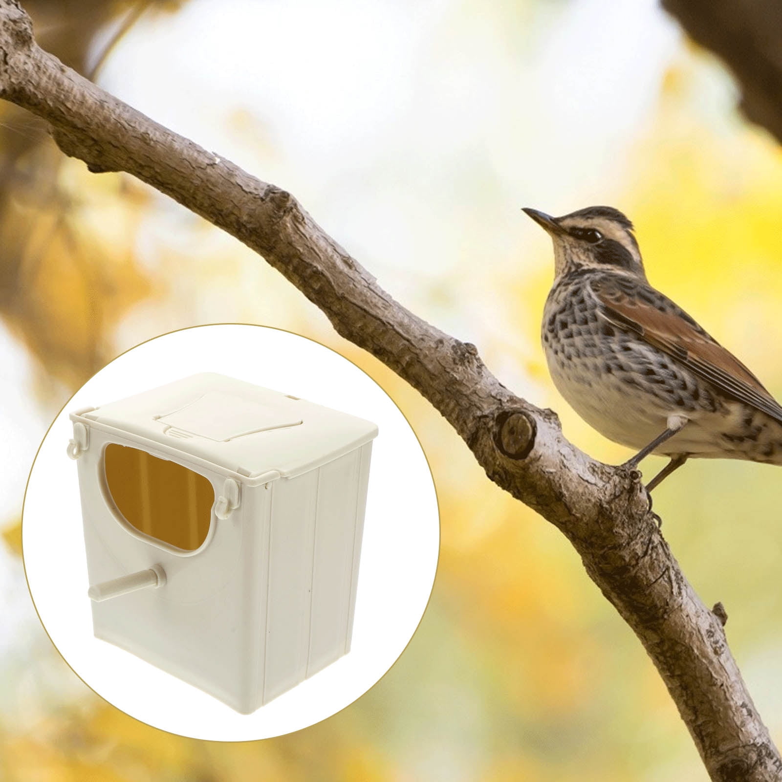 KALLORY Square Beige 2Pcs Plastic Bird Box for Roosting Incubation in ...