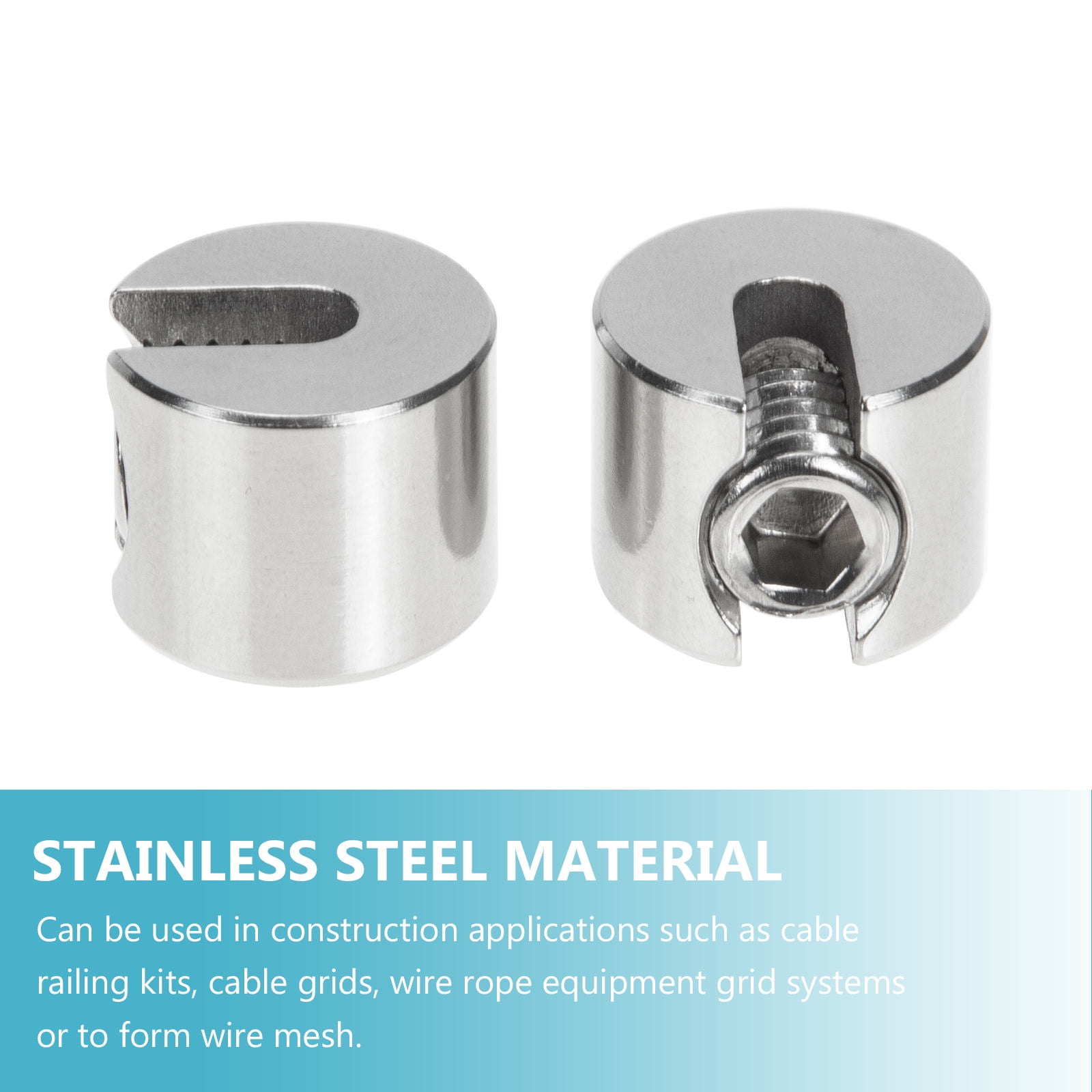 KALLORY Steel Wire Rope Cable Clip Clamp 2Pcs 316 Stainless Steel for ...