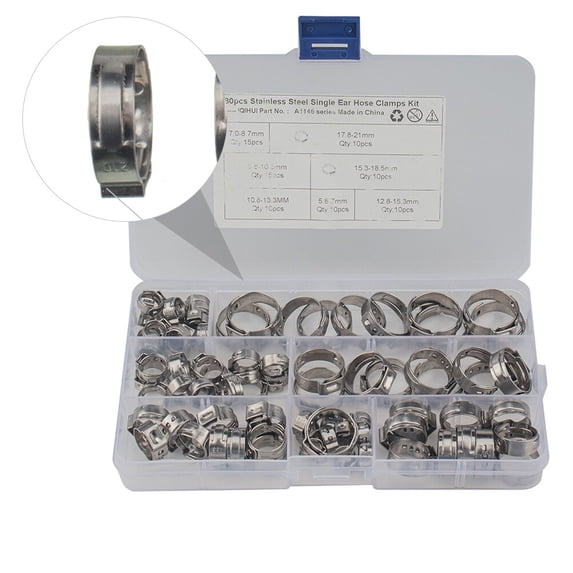 KALLORY Strong Tube Clamp 80Pcs Stainless Steel for High-Pressure Hose ...