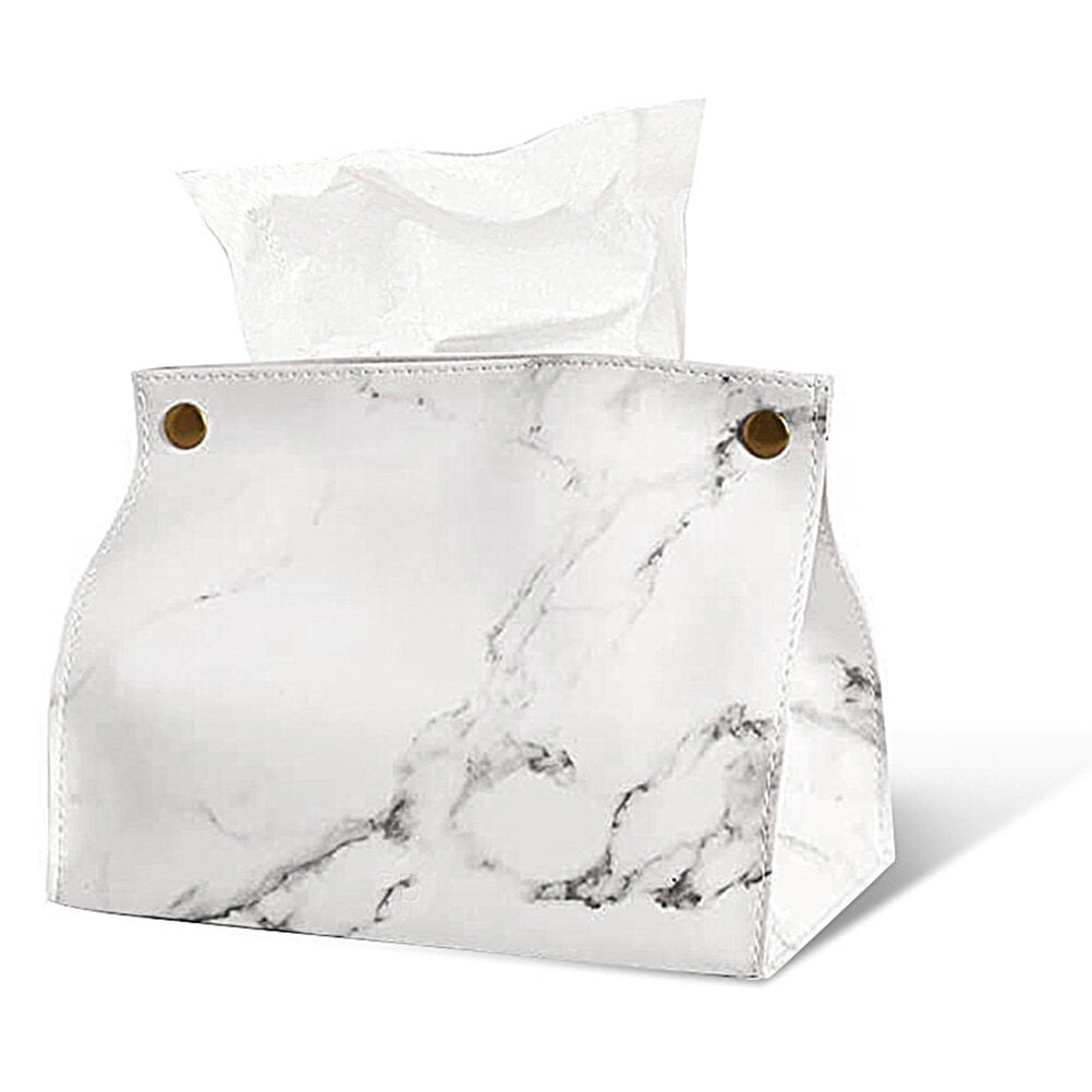 KALLORY Stylish White Synthetic Tissue Box Cover for Easy Storage and ...