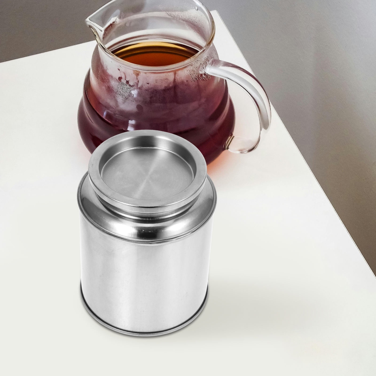 KALLORY Traditional Tea Storage Tin Canisters With Lids Silver Airtight ...