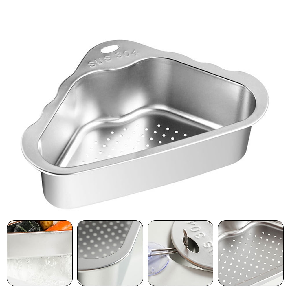KALLORY Triangle Filter Basket 1Pcs Silver Vegetable Drain Basket With ...