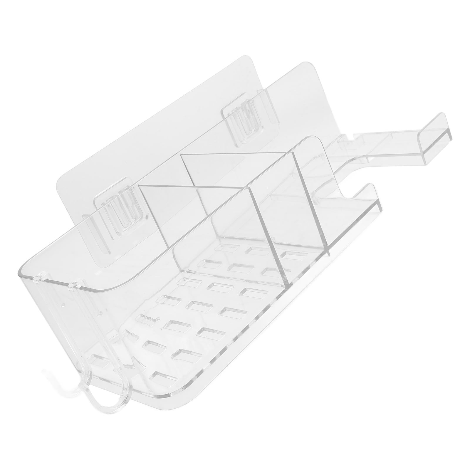 KALLORY Wall Mount No Drilling Hair Dryer Organizer Clear Wall Rack ...