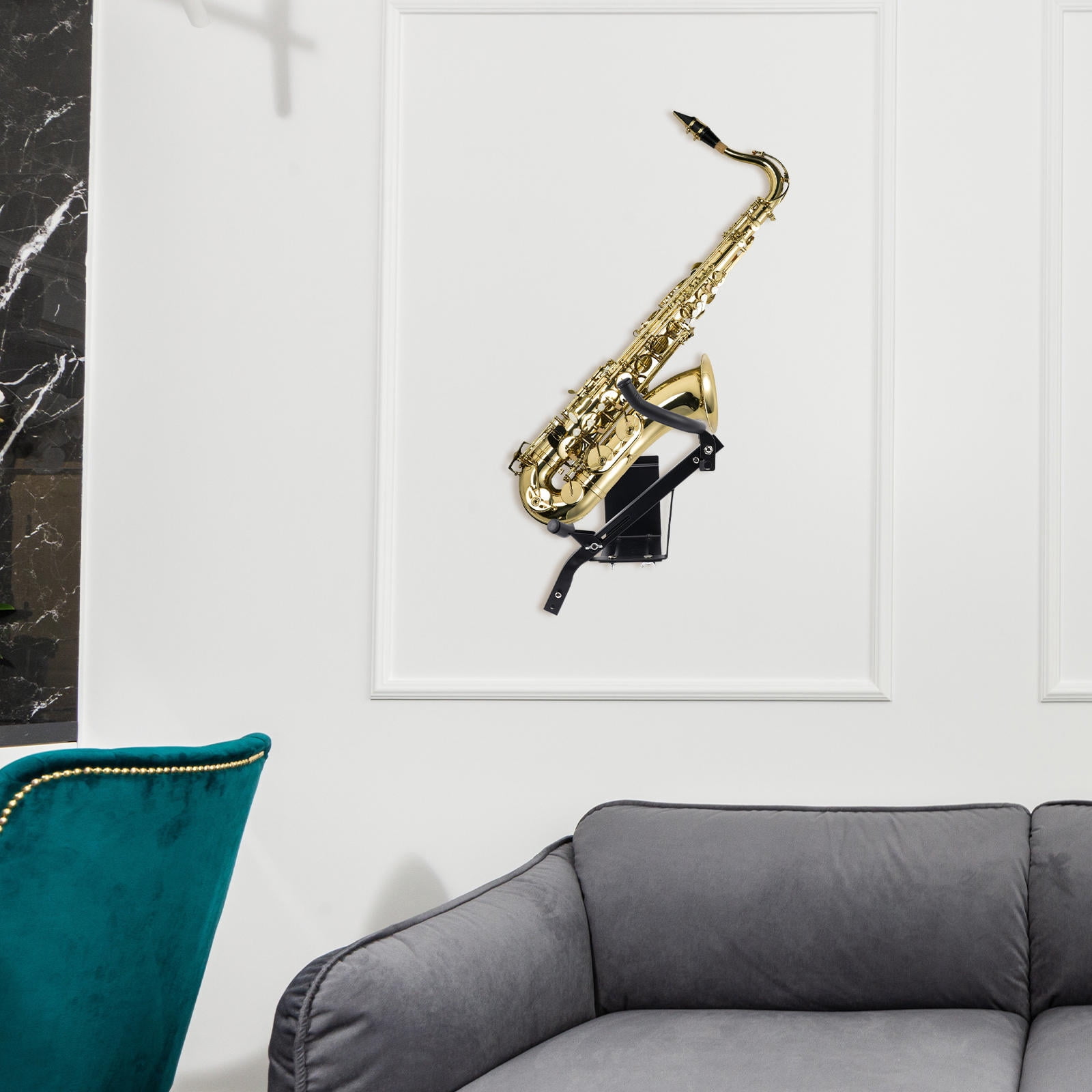 KALLORY Music Instrument Saxophone Wall Rack Durable Black Iron Storage ...