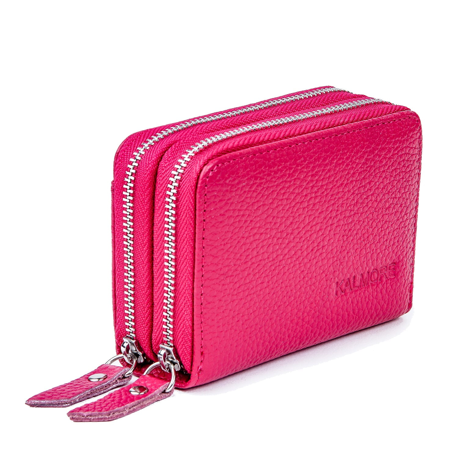 KALMORE Women Genuine Leather Double Zipper Wallet, Rose - Walmart.com