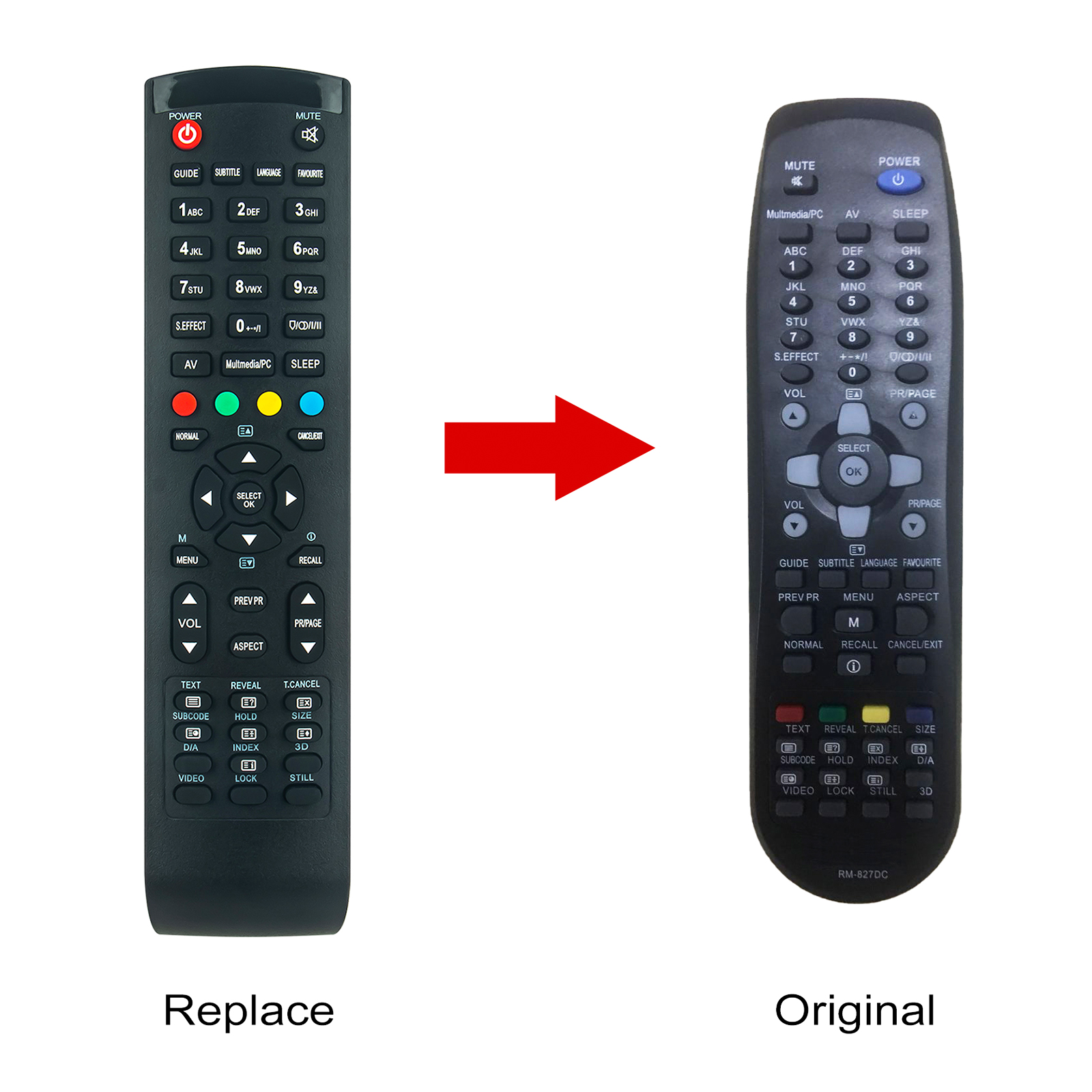 KALMUTY RM-827DC Replaced Remote Control Fit For Daewoo LCD TV Remote ...